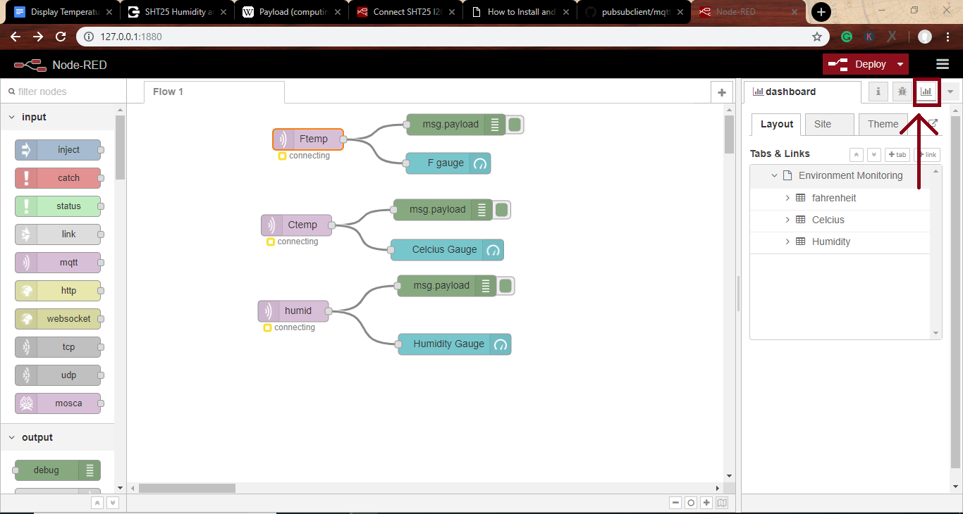 Display Temperature and Humidity Sensor Data in Node-Red Dashboard Using Esp8266 and MQTT Node ...