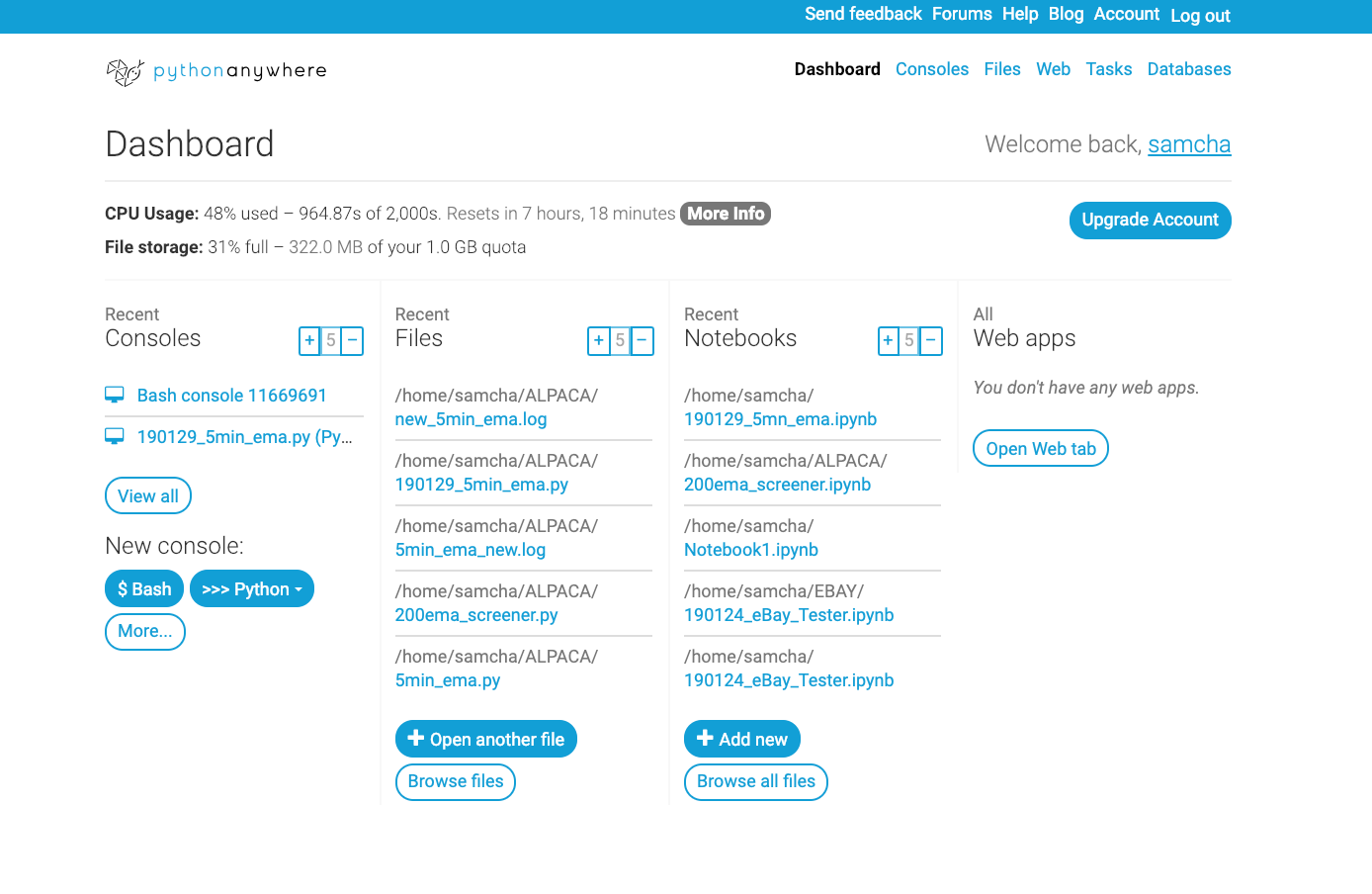 Step By Step Guide To Running A Simple Trading Algorithm In The Cloud Using Pythonanywhere By