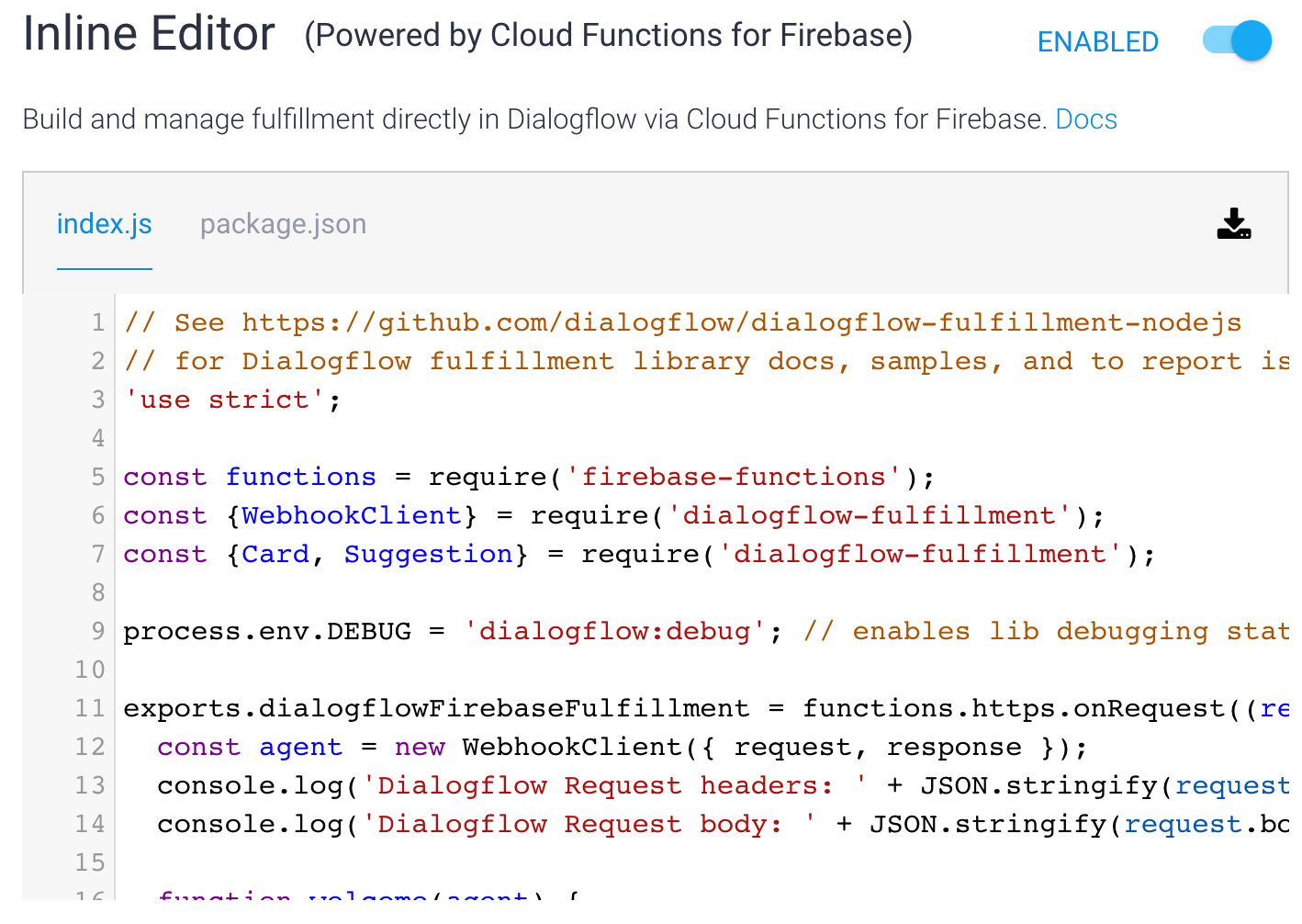 Hands On #H Dialogflow Fulfilment firebase inline editor | by Wolke@林建宏 | wolkesau | Medium