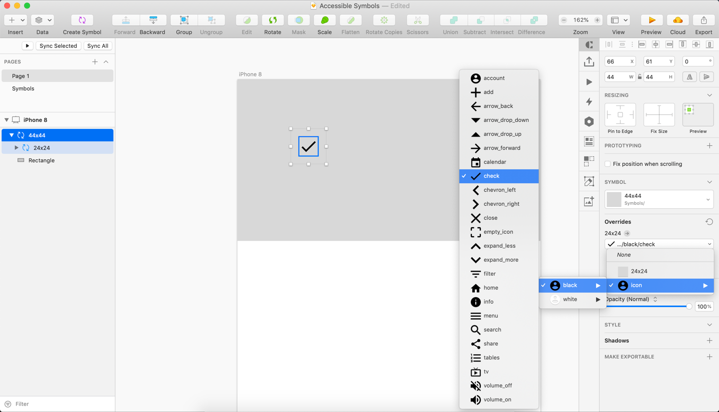 Ensuring accessible design with the use of Sketch nested symbols
