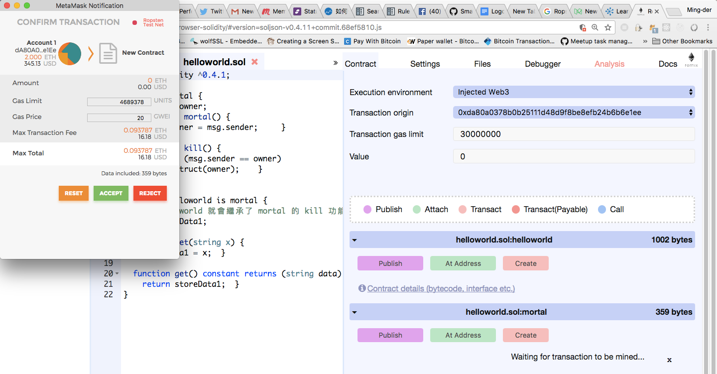 Deploy Solidity Code On Ropsten Test Net By Mingderwang Taipei Ethereum Meetup Medium
