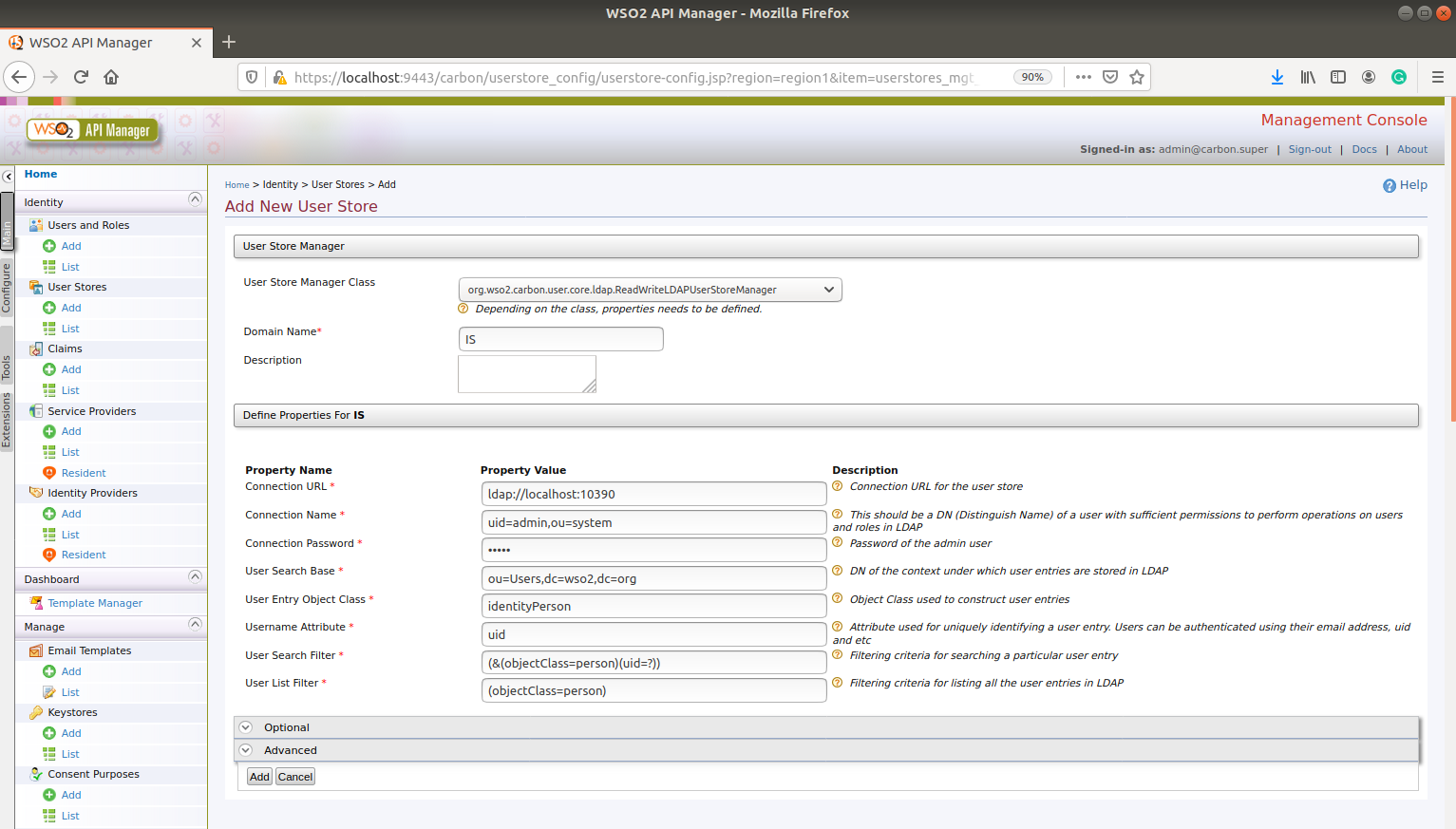 WSO2 API Manager: Configuring LDAP as a Secondary User Store in WSO2 ... WSO2 API Manager: Configuring LDAP as a Secondary User Store in WSO2 ...
