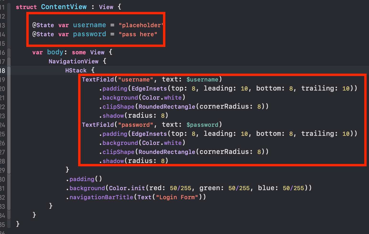 Swiftui Forms And State — Login Form With Textfields Modifiers And State In Xcode 11 By Max