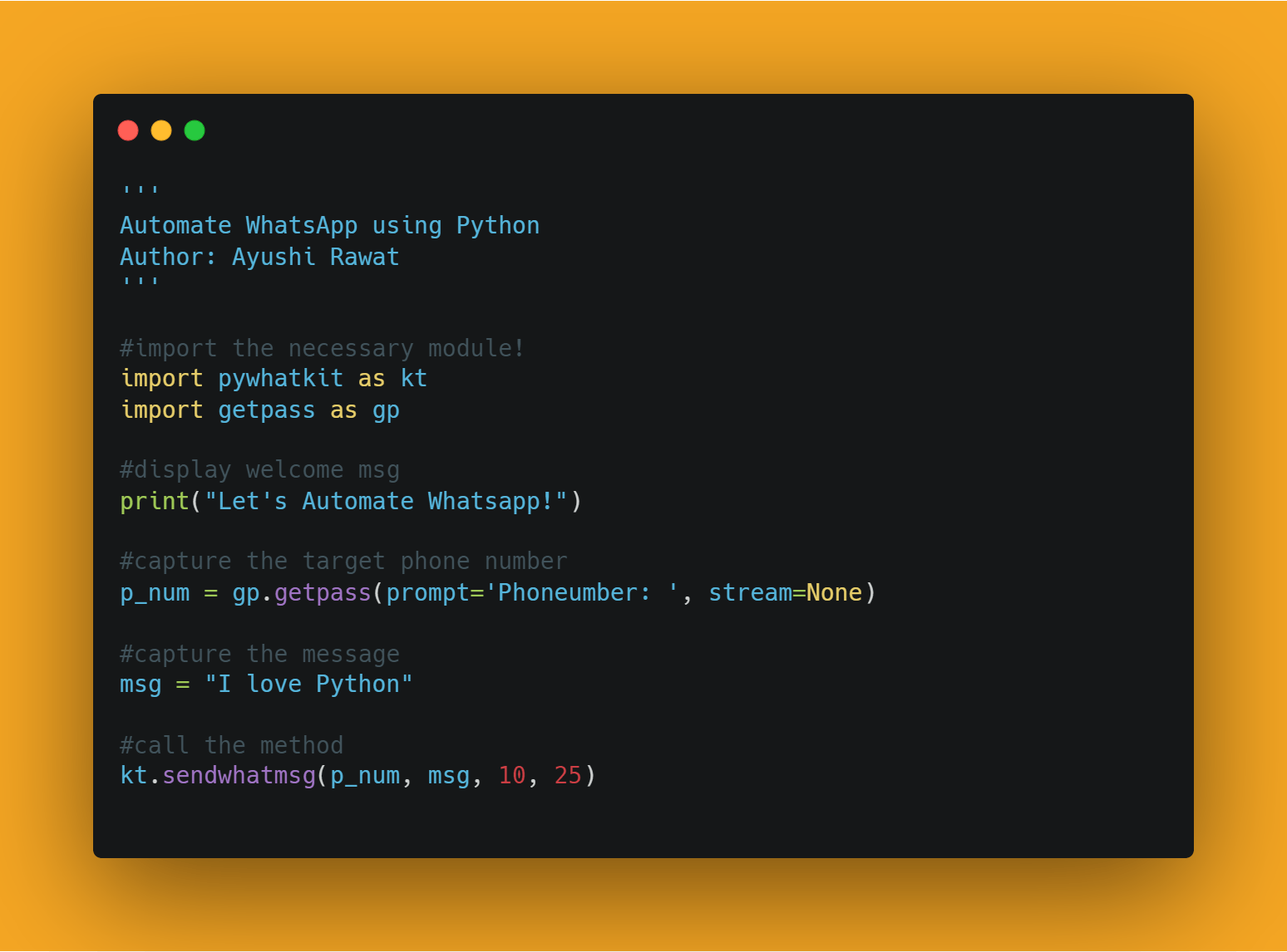 Automate Whatsapp Using Python Hello World By Ayushi Rawat