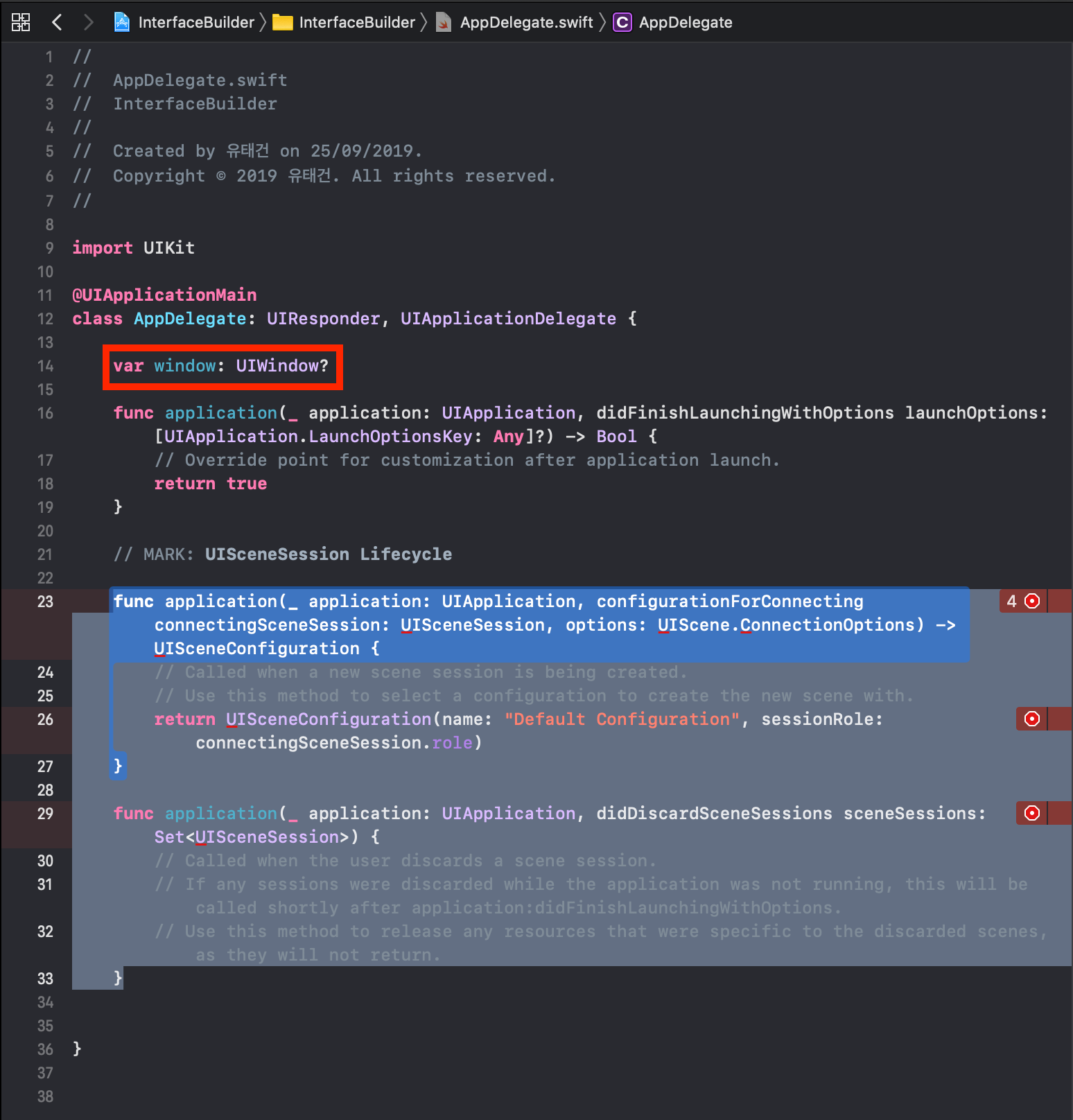 Xcode 11에서 SceneDelegate 사용하지 않고 Interface Builder 앱 만들기 | by 유태건 | Medium