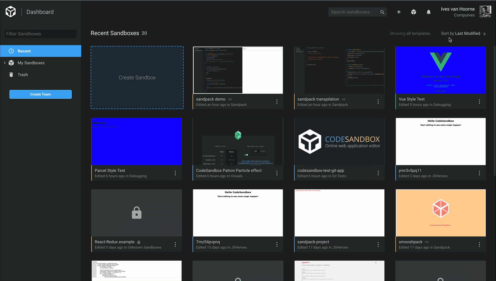 Announcing CodeSandbox Dashboard & Teams - Ives van Hoorne - Medium