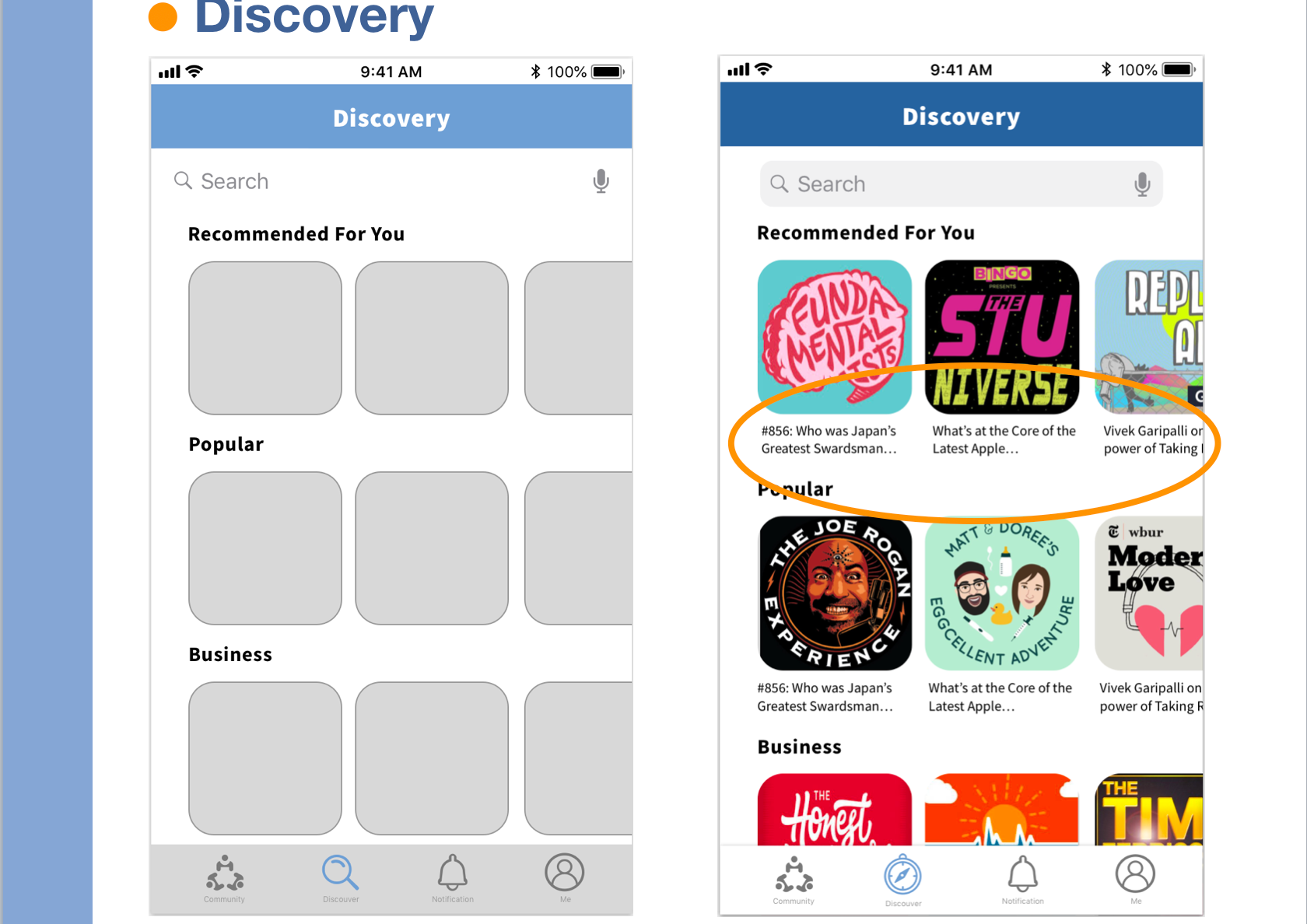 Podyssey: UX App Redesign. Podyssey as an existing podcast sharing ...