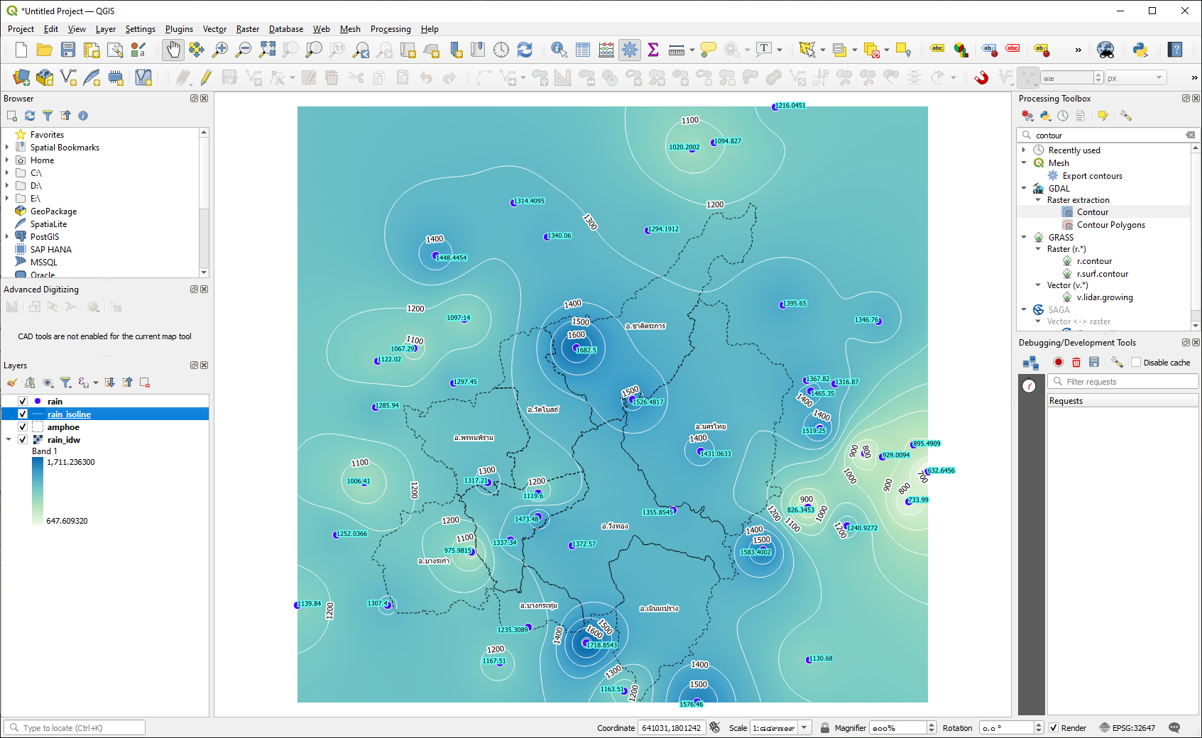 การประมาณค่าเชิงพื้นที่ (Spatial interpolation) และการสร้างแผนที่เส้น ...