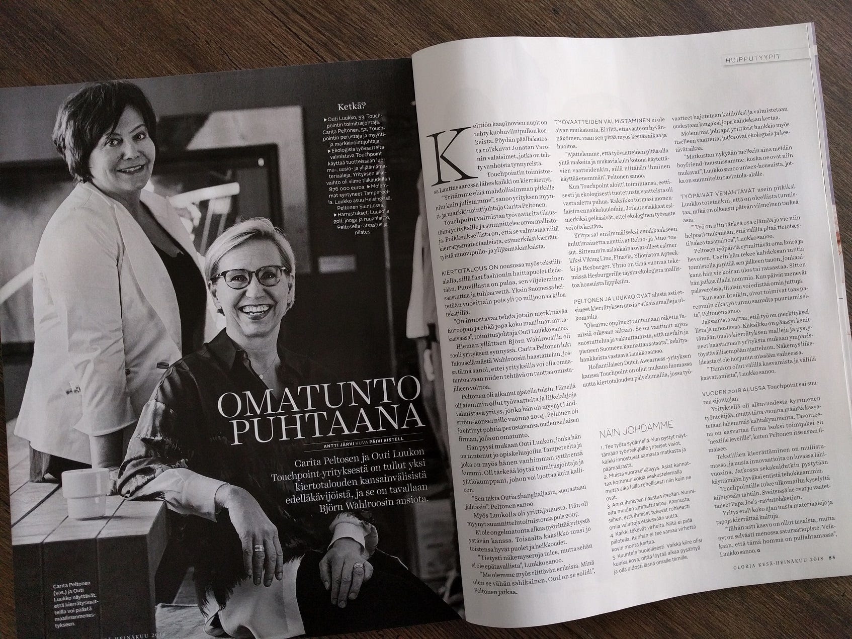 TouchPoint Gloria-lehti. TouchPointin perustajat Carita Peltonen… | by ...