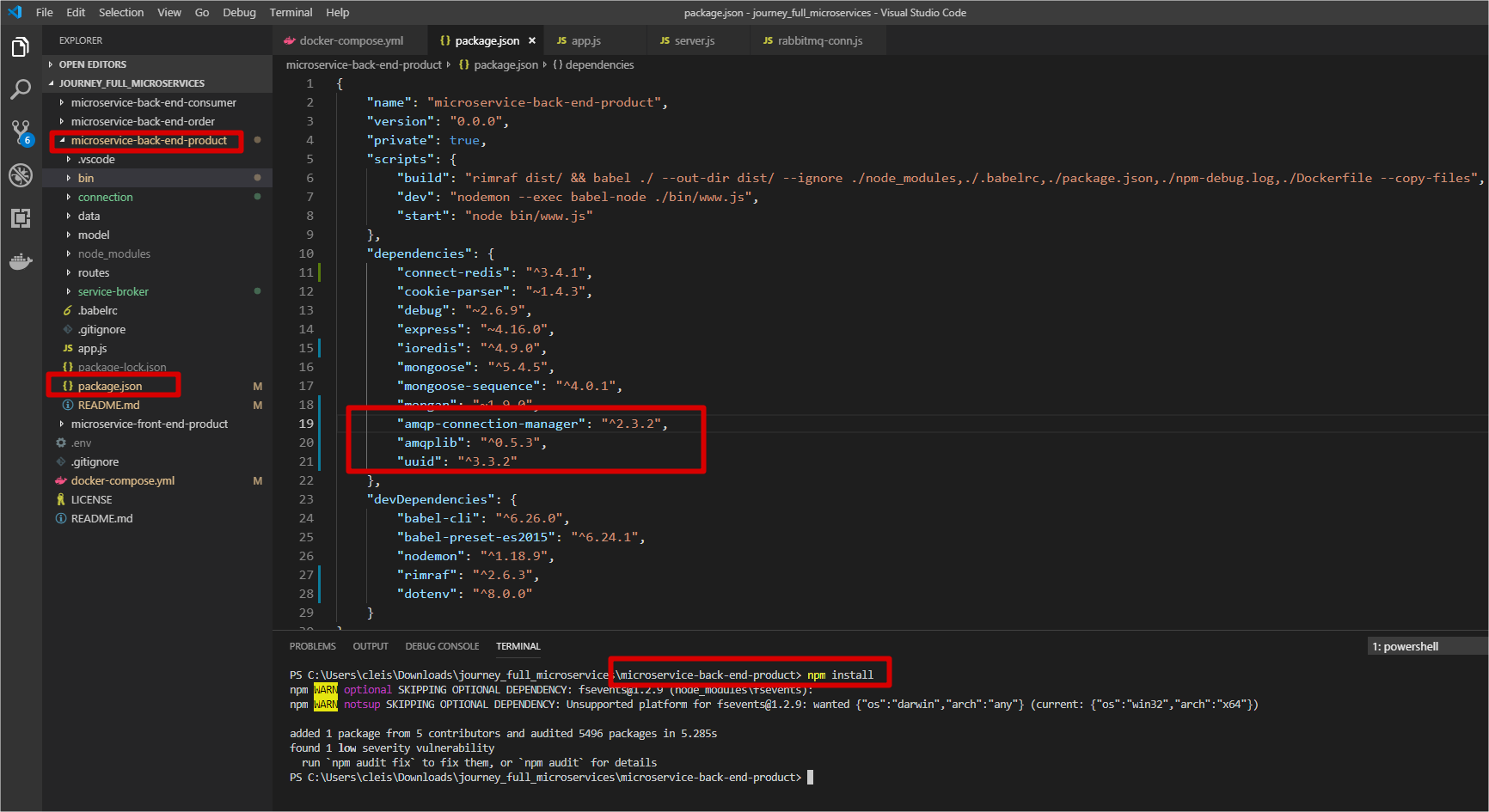 The journey to building a full microservice app. RabbitMQ container and ...