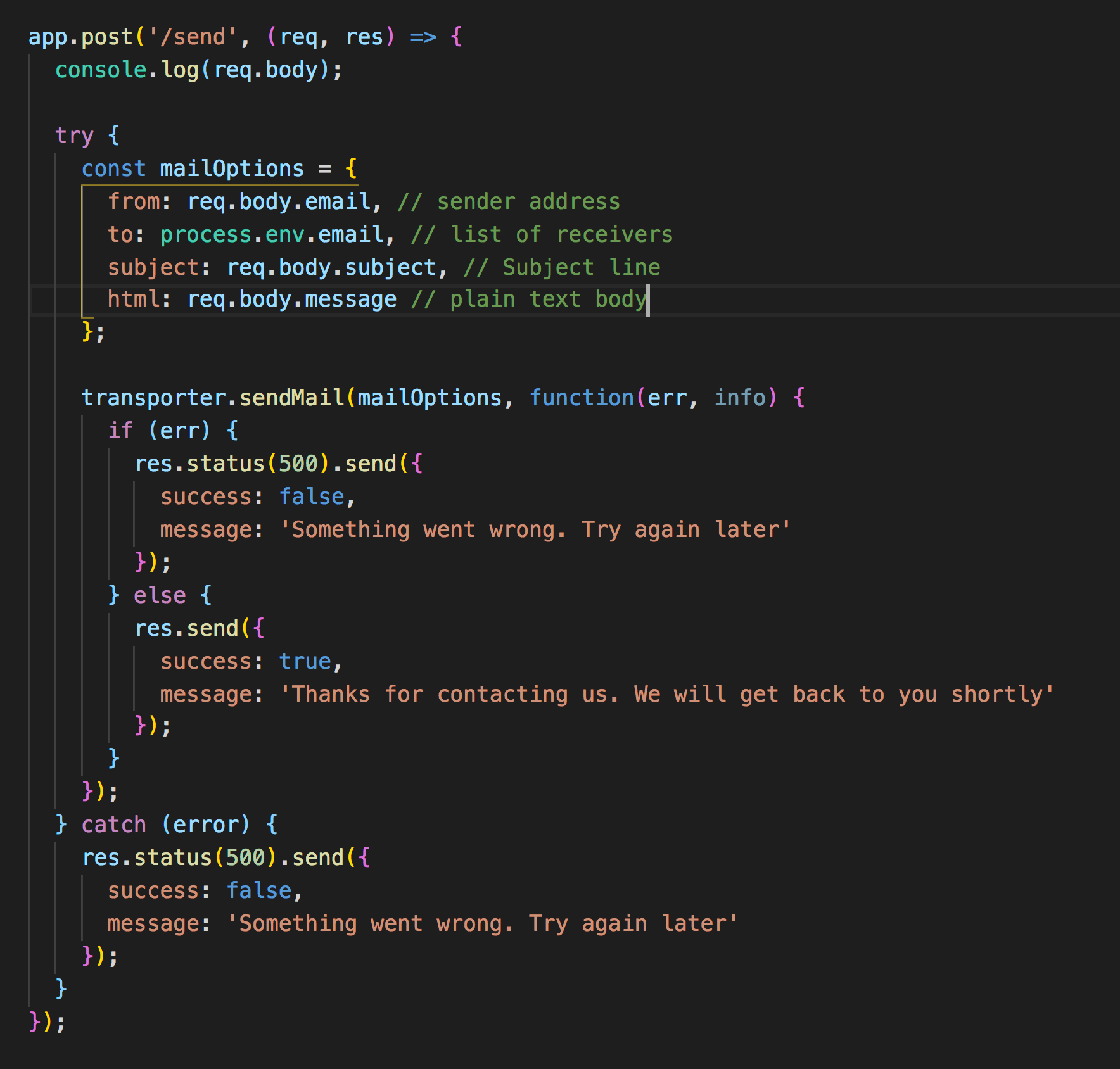 Create an enquiry form in React and send email using Nodejs