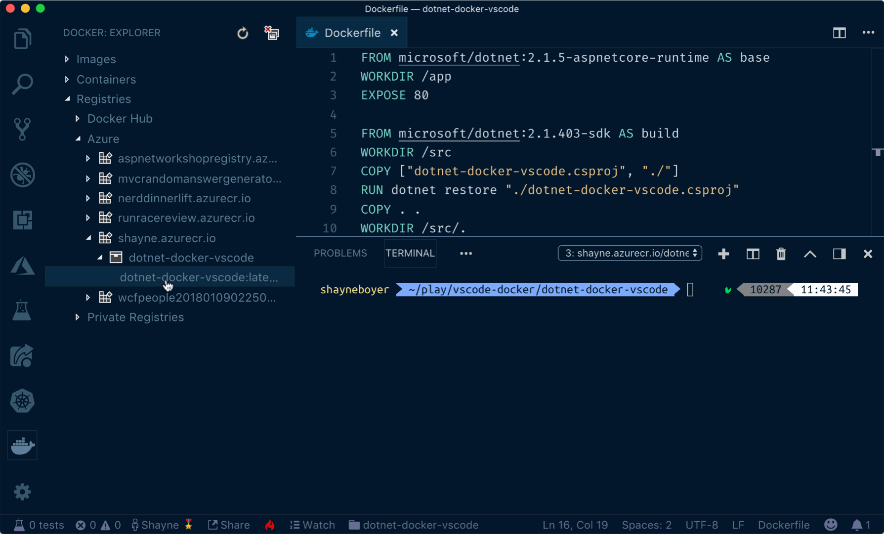 Exploring the Docker Extension for VS Code and .NET Core | by Shayne Boyer | Microsoft Azure ...