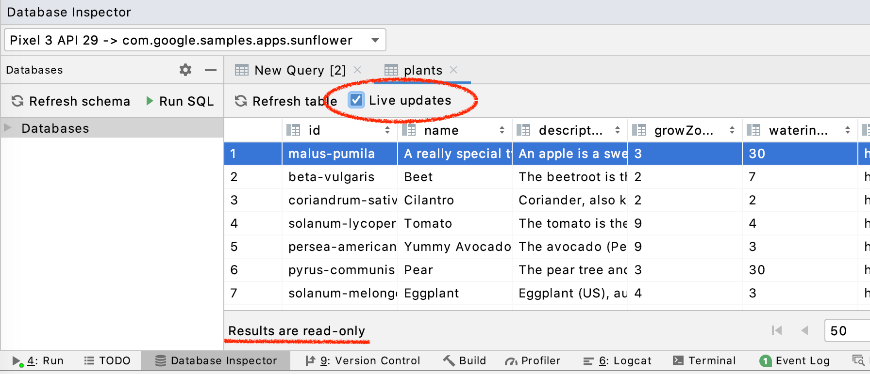 Database Inspector Creating And Managing Local Databases By Murat Yener Android Developers