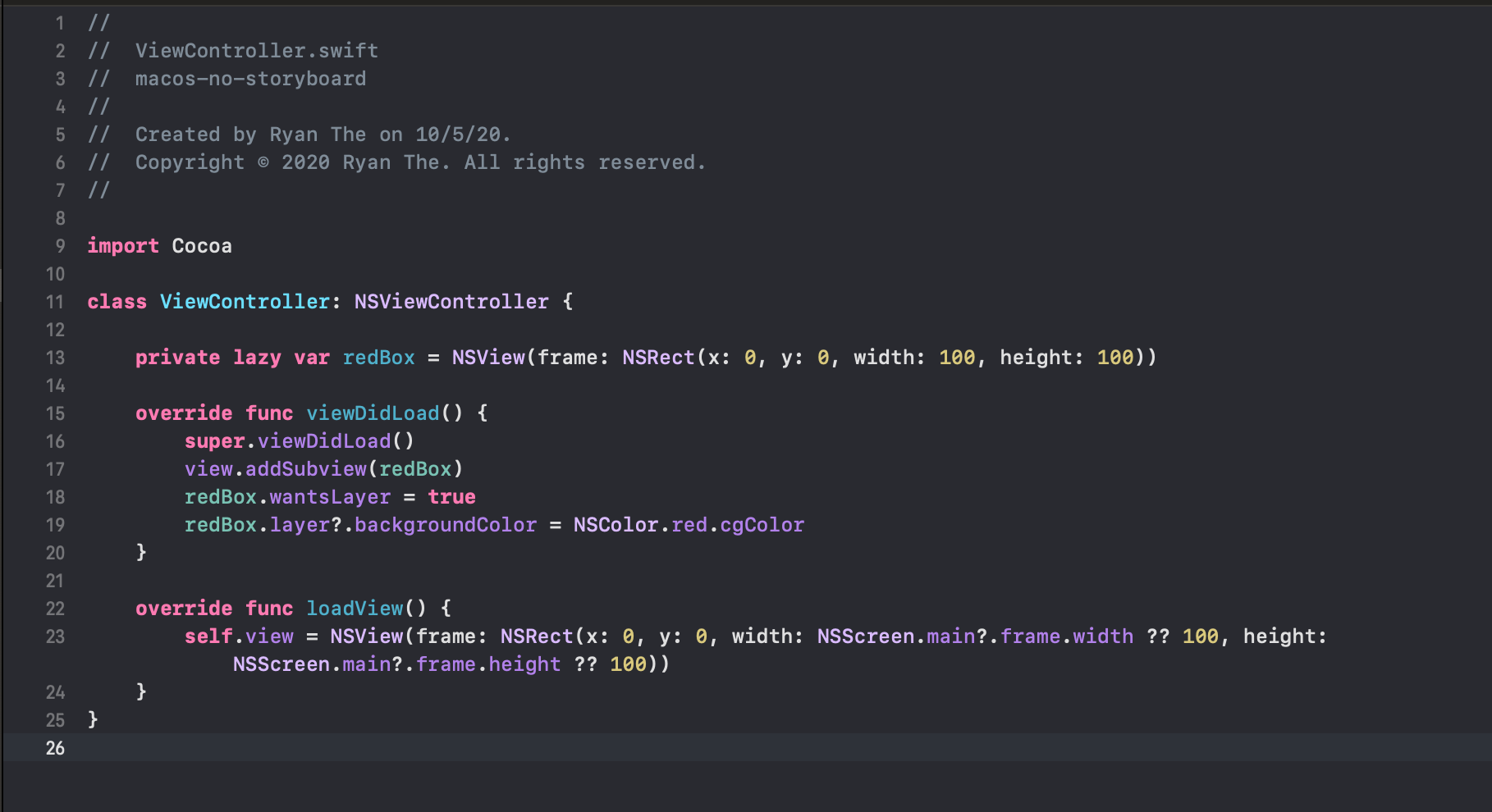 Creating macOS apps without a storyboard or .xib file with Swift 5 | by Ryan Theodore The | Medium