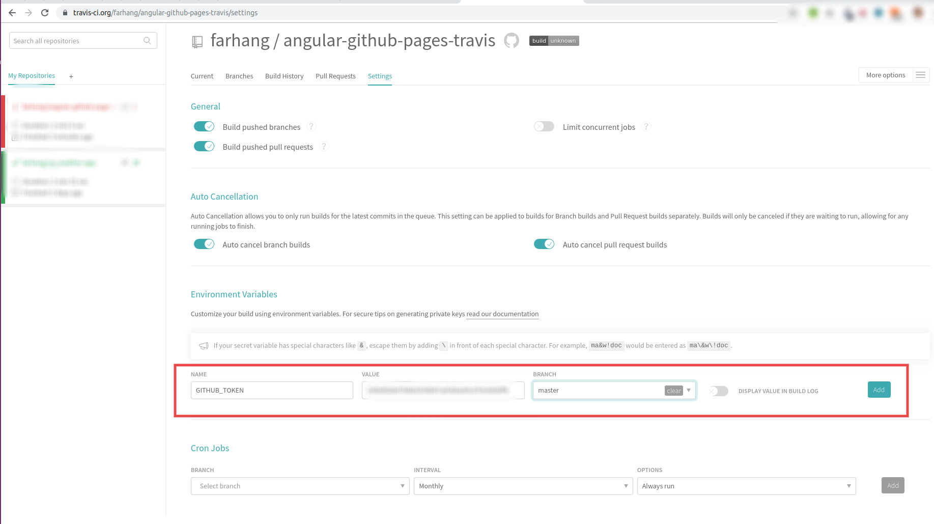 Publish your Angular application to github pages using Travis CI | by Farhang Darzi | Medium
