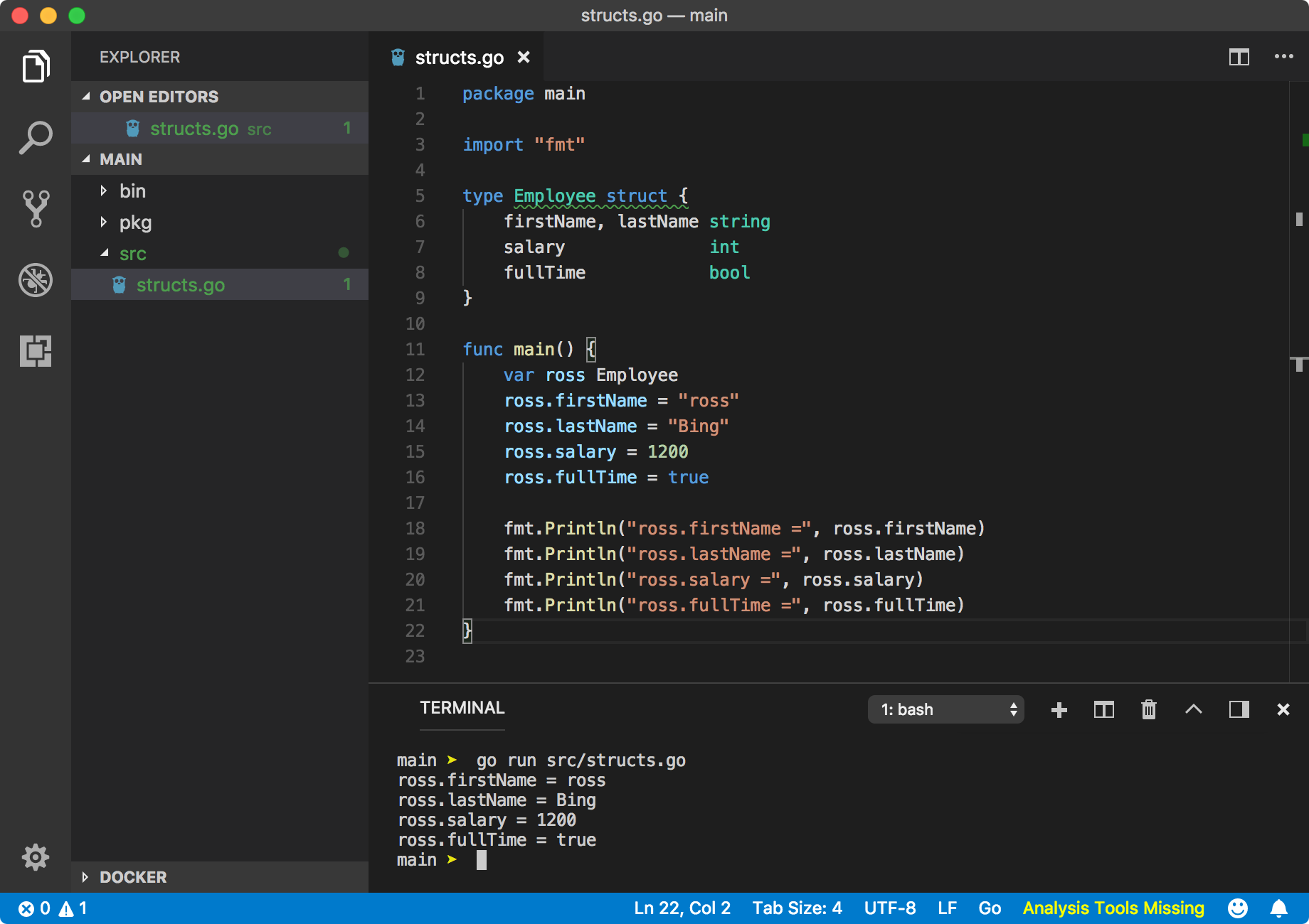 Structures in Go (structs). Unlike traditional Object Oriented… | by Uday Hiwarale | RunGo | Medium