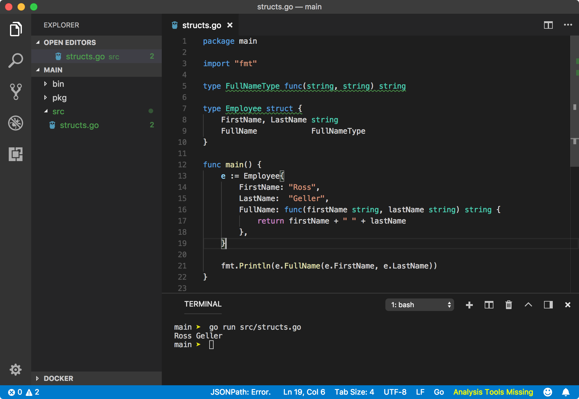 Structures in Go (structs). Unlike traditional Object Oriented… | by Uday Hiwarale | RunGo | Medium