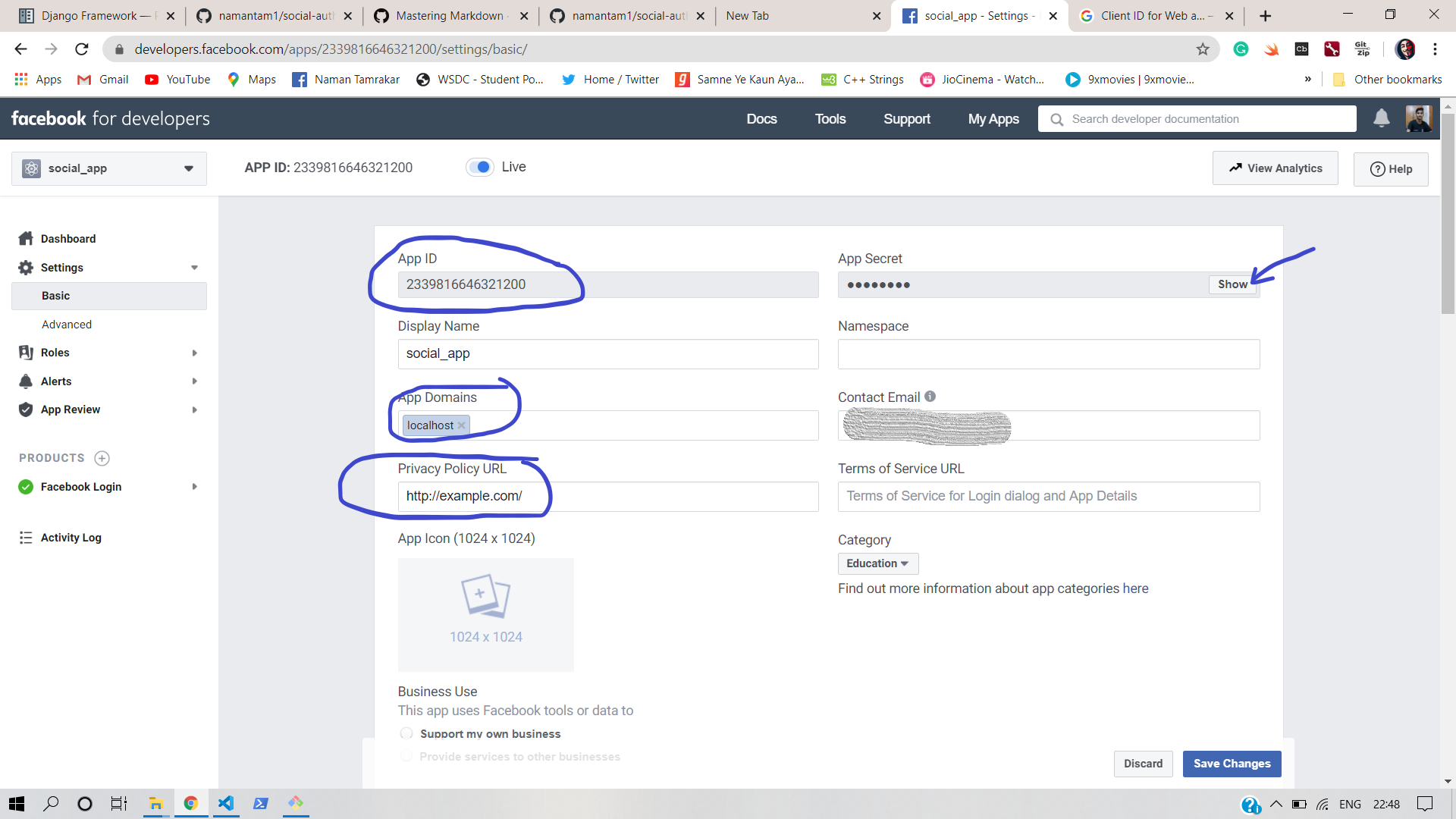 Login with Facebook and Google in Django using social-auth-app-django. Authentication with ...