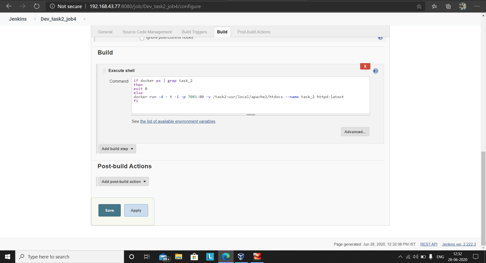 Integration Of Github Jenkins Docker And Running A Container Html Or Php By Hvardhank