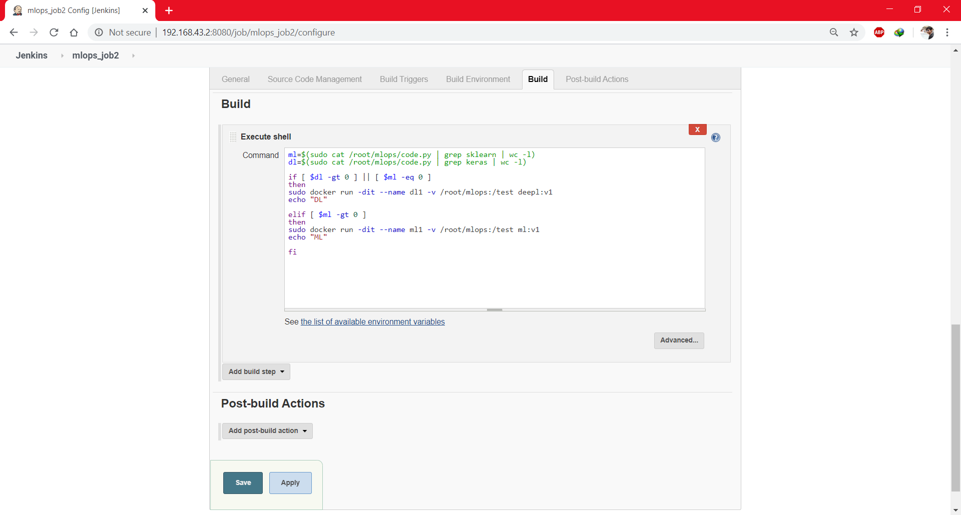 Complete Automation of Machine Learning /Deep Learning model with Git, Jenkins & Docker (MLOPS)