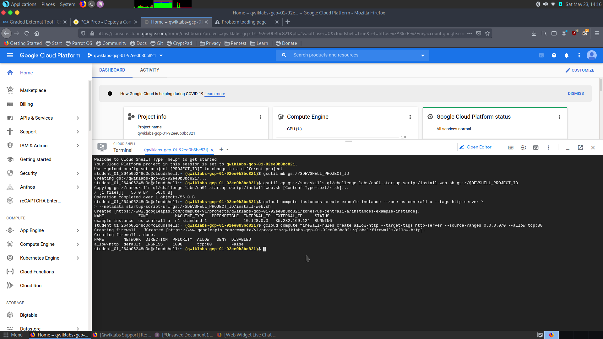 PCA Prep — Deploy a Compute Instance with a Remote Startup Script (Preparing for the Google ...