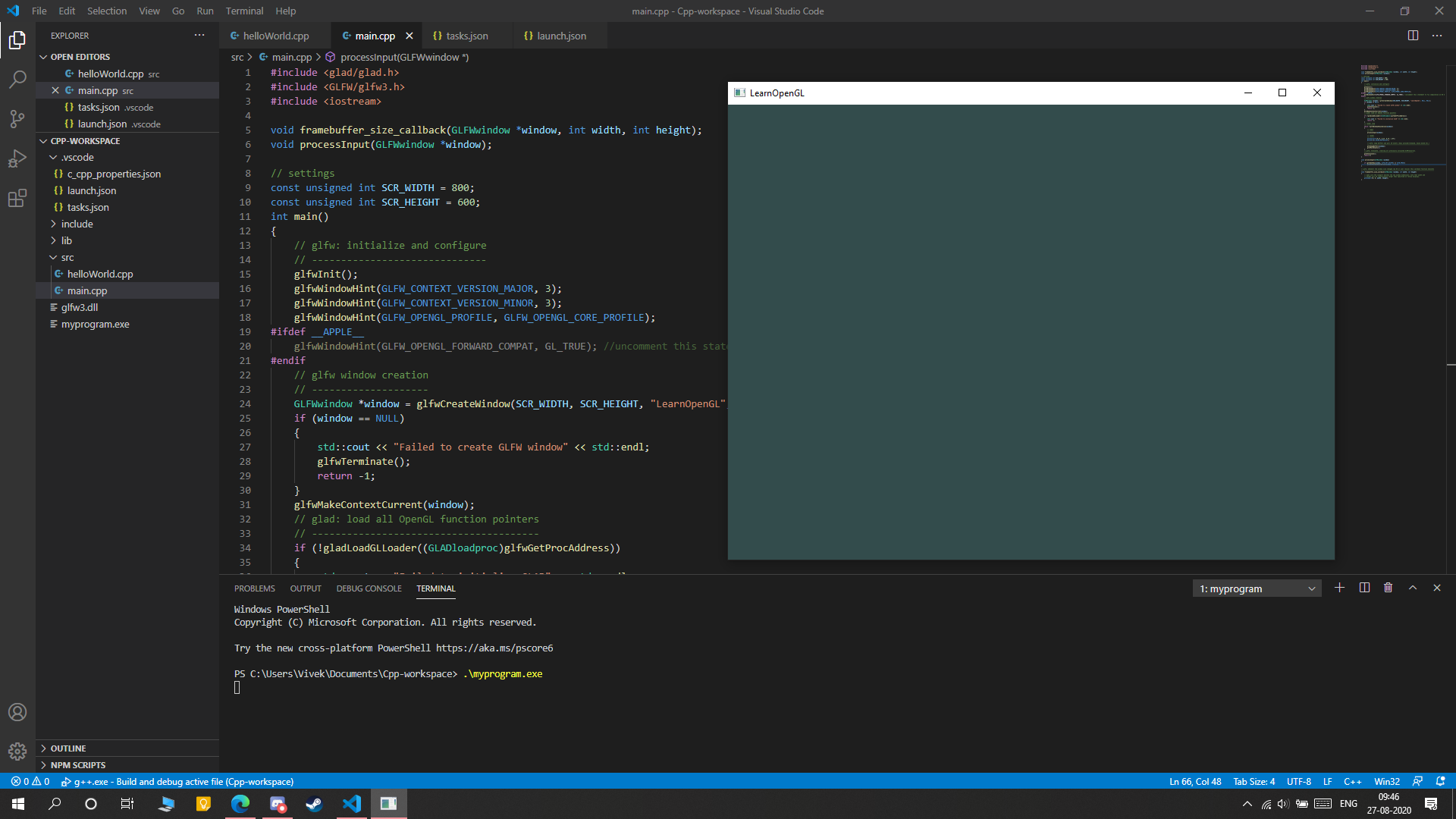 Setup Opengl With Vs Code Run Opengl With Vscode By Vivek Jha Oct 2020 Medium Medium