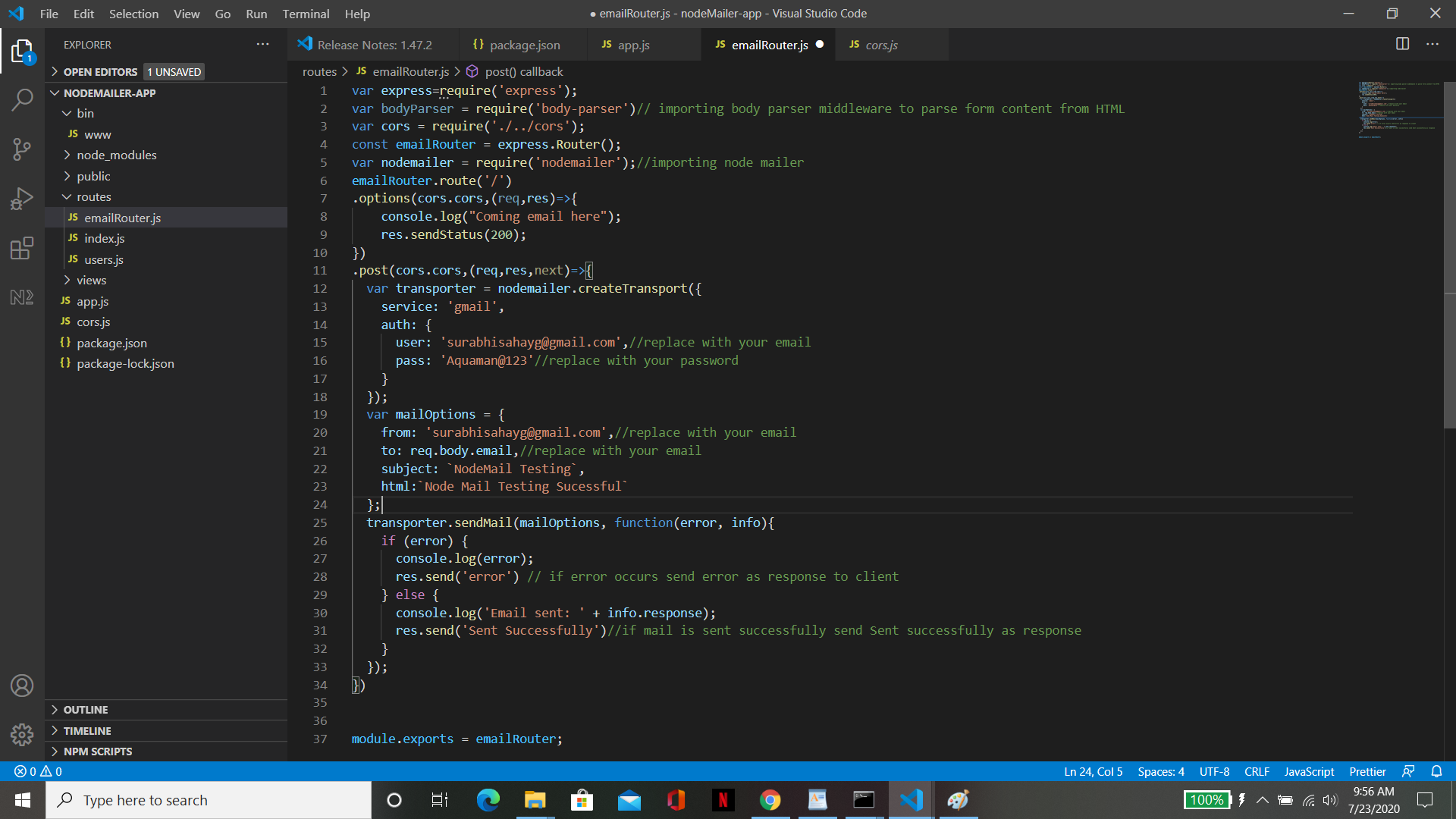 How to use NodeMailer with Angular | by Surabhisahay | Jul, 2020 | Medium