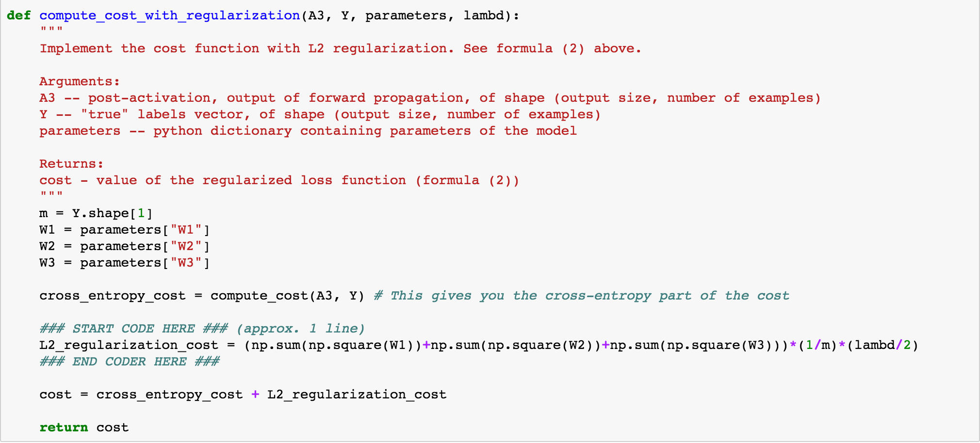 Regularization: Hyperparameter tuning in a Neural Network.