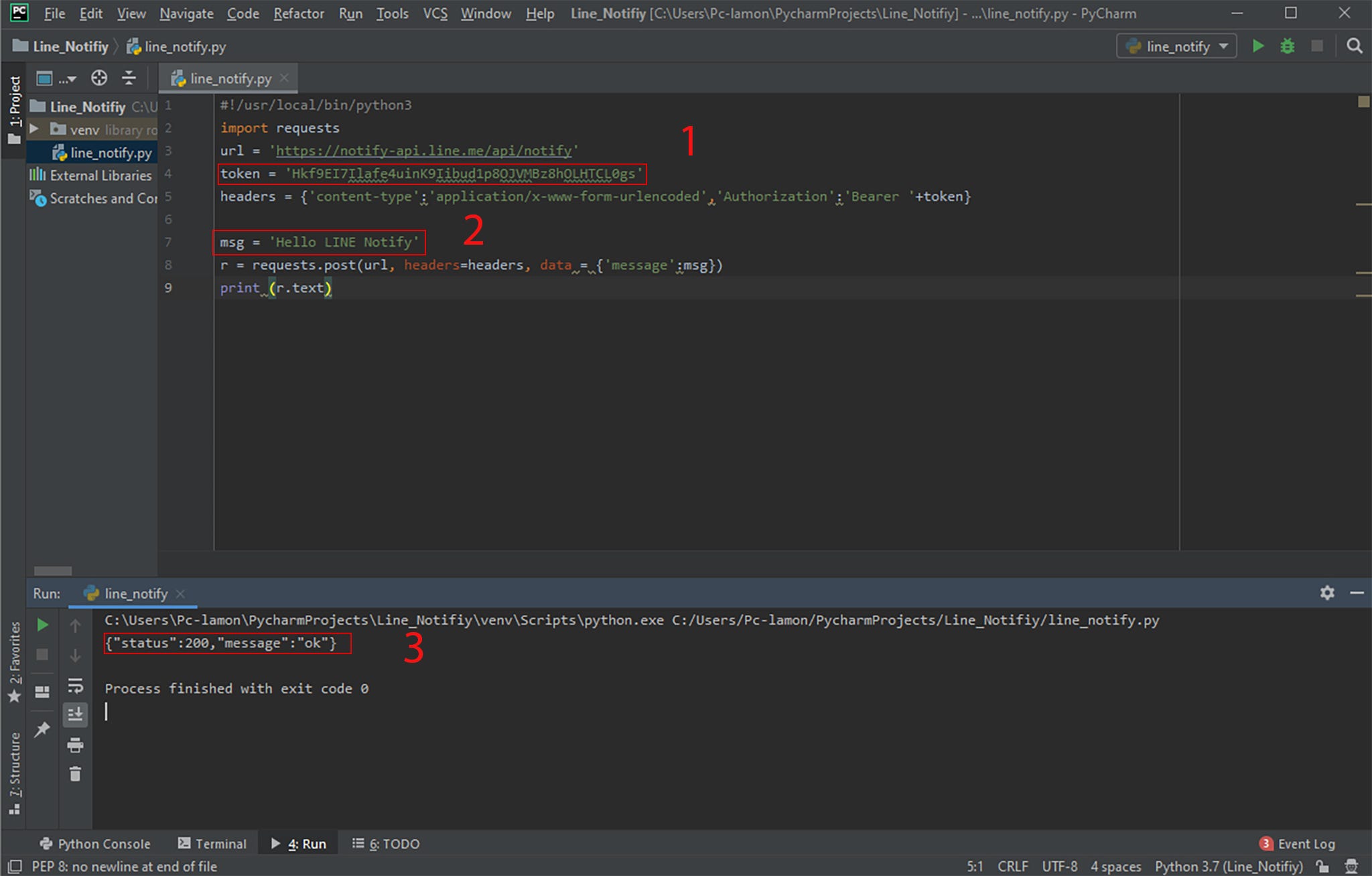 สร้าง Line notify ด้วยภาษา Python โดยใช้ PyCharm | by SPMe studio | Medium