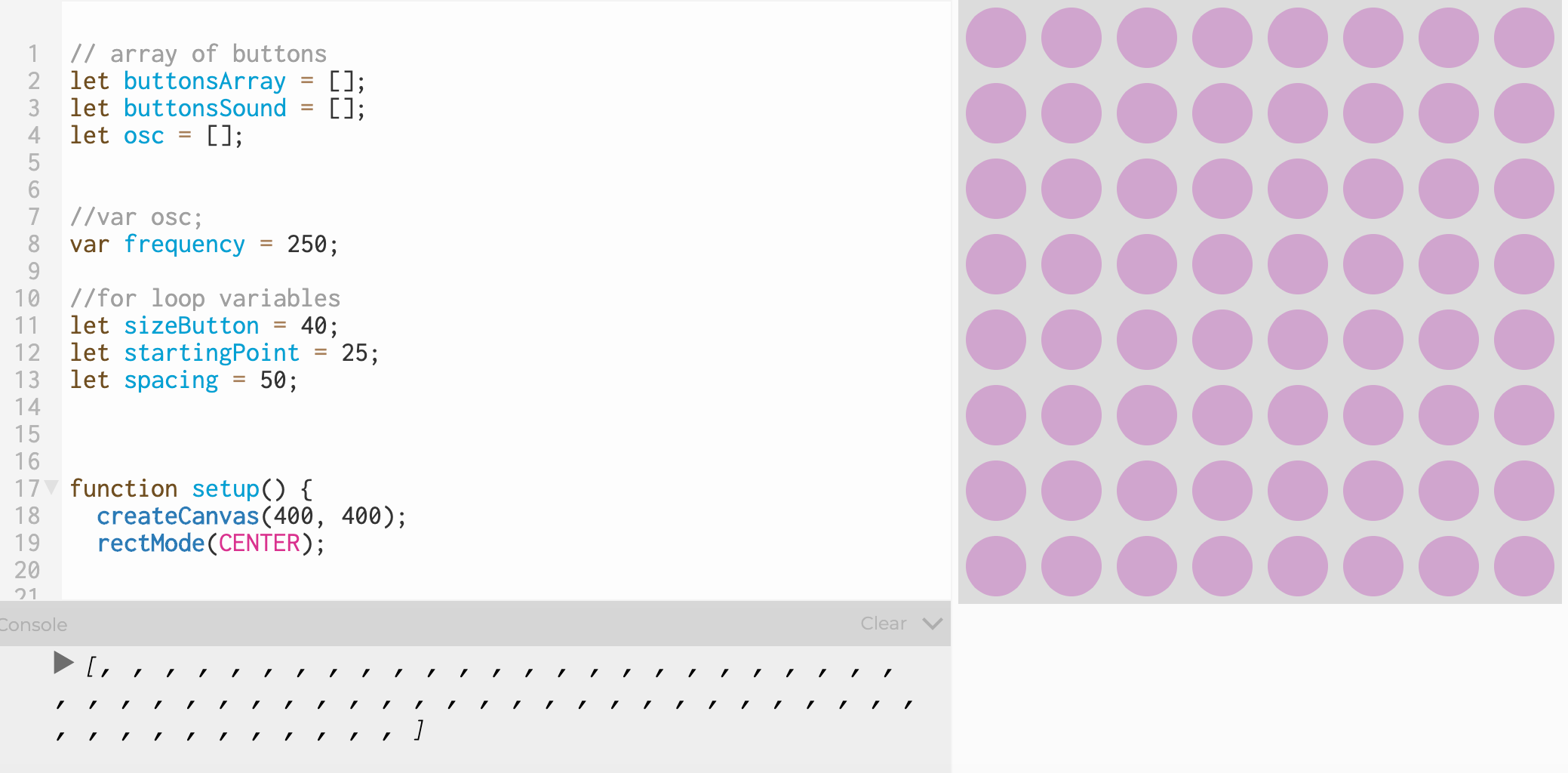 Week 6: Grid of Tone Buttons. Practicing Classes, Arrays, Functions ...