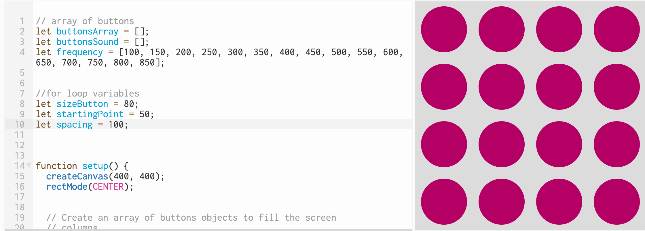 Week 6: Grid of Tone Buttons. Practicing Classes, Arrays, Functions… | by Themis Garcia ...