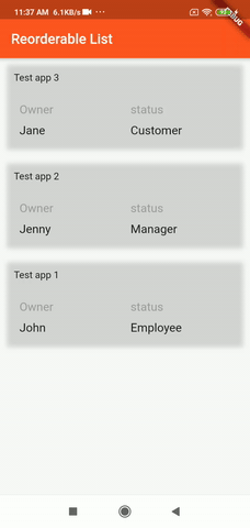 Reorderable ListViews in Flutter. The below gif represents, how the… | by Snehal Masalkar ...