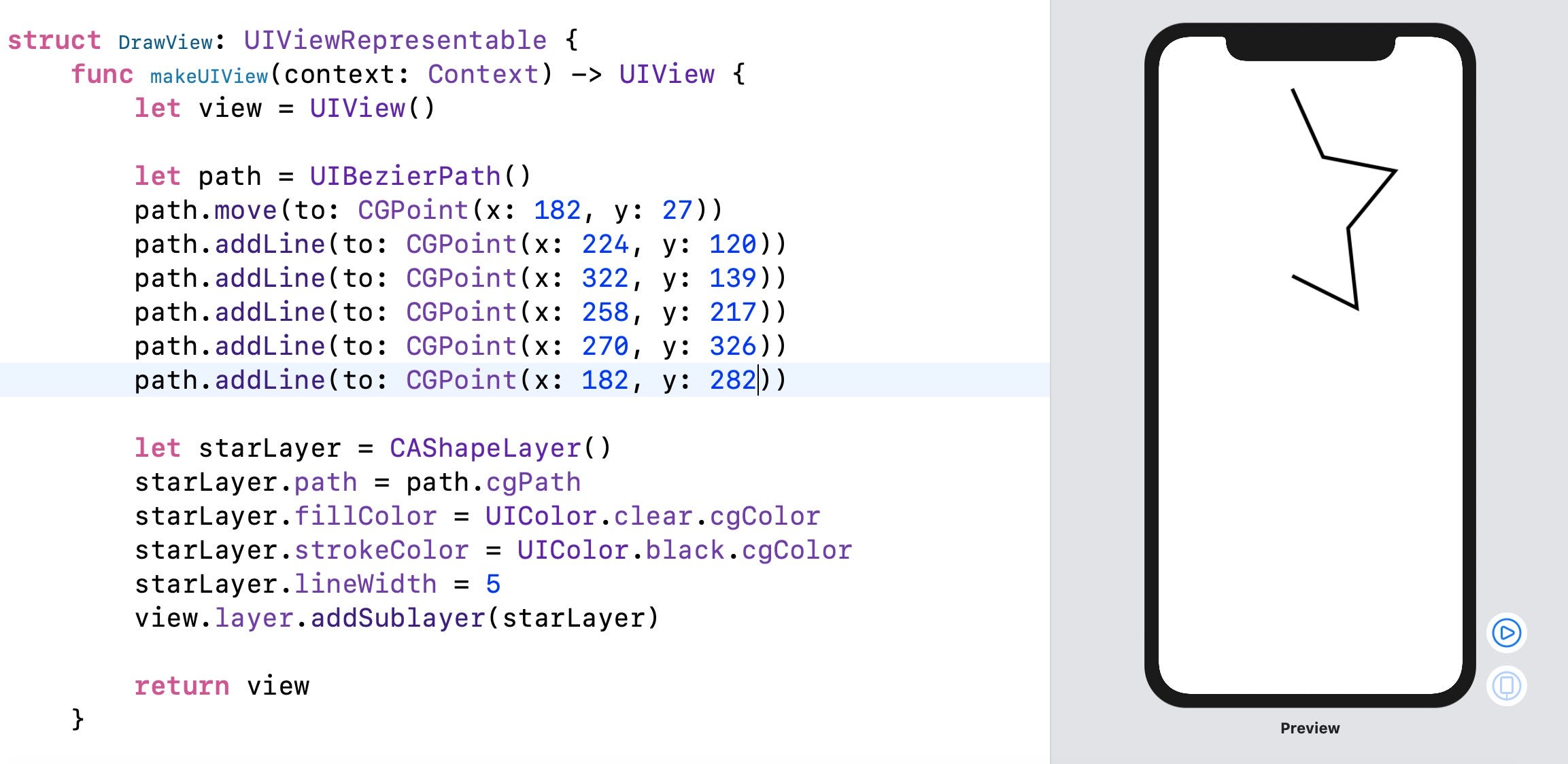 使用 Swiftui 預覽 Uibezierpath 的繪圖結果 利用 Swiftui 的 Path 繪圖比 Uikit 的… By