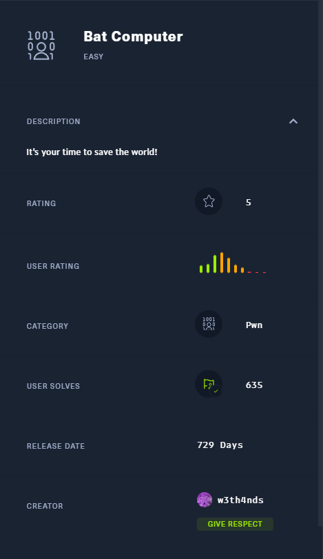 PWN Challenge Bat Computer — Hack The Box Walkthrough | by Mike Zylka | Nov, 2022 | Medium