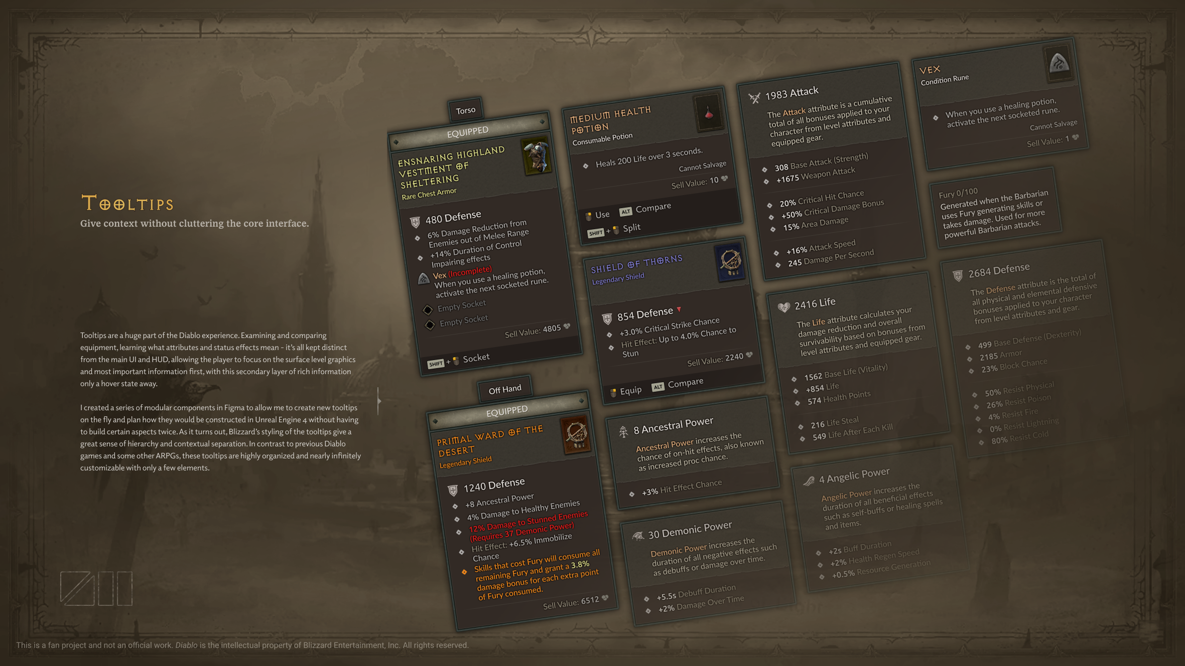 Diablo Inventory UI Fan Redesign (Figma + Principle + UE4) — Part II ...