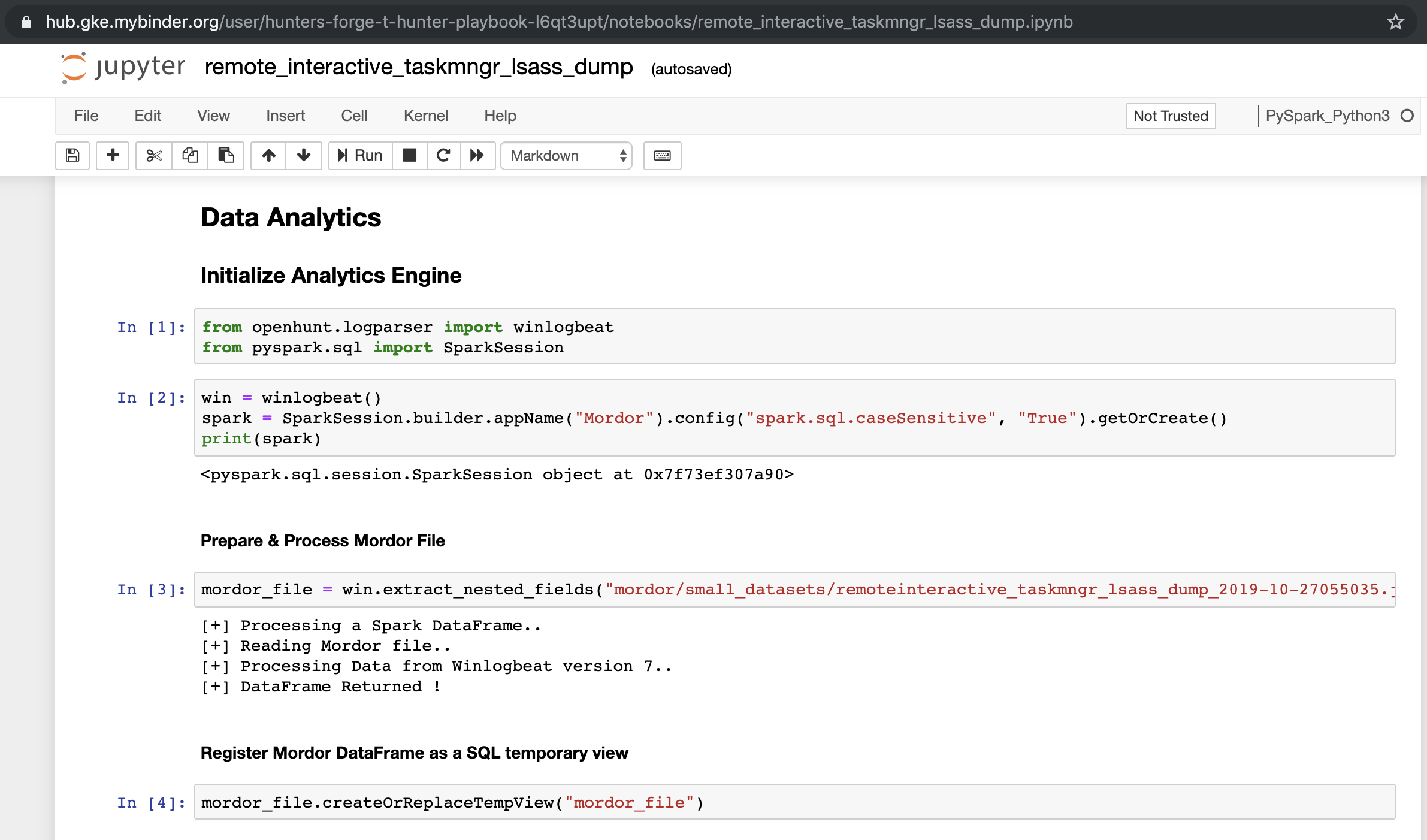 Threat Hunter Playbook ⚔ + Mordor Datasets 📜 + BinderHub 🌎 = Open ...