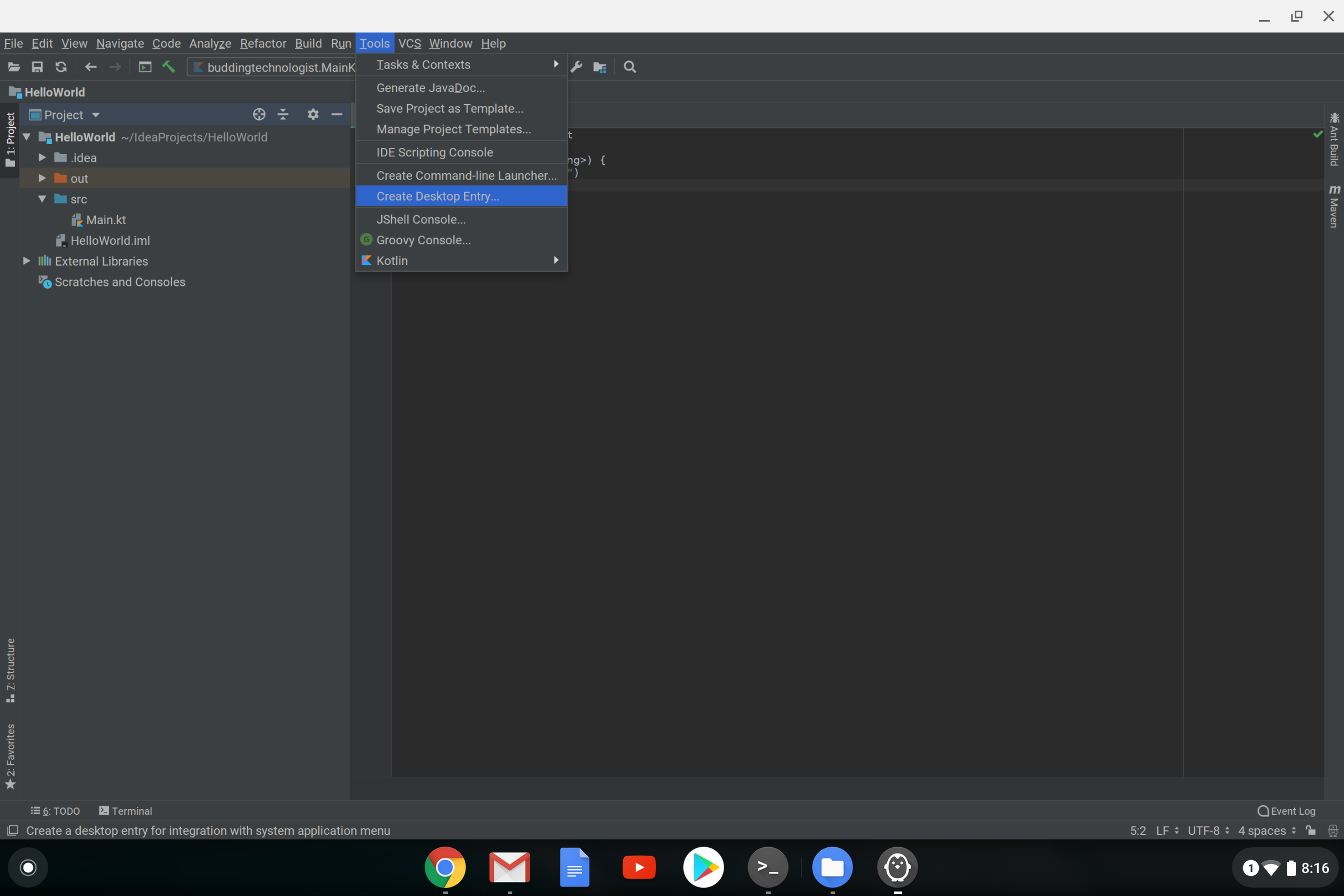 Using IntelliJ and other Linux apps on your Chromebook