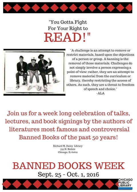 Banned Books Week Promo Flyer. Using color and size, I really tried to ...