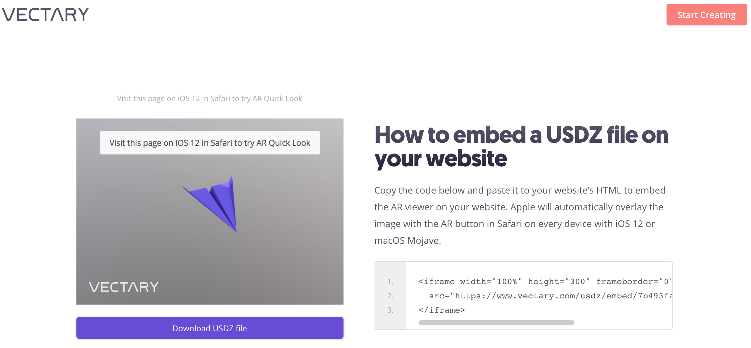 Vectary — A quick way to create 3D Designs and USDZ files