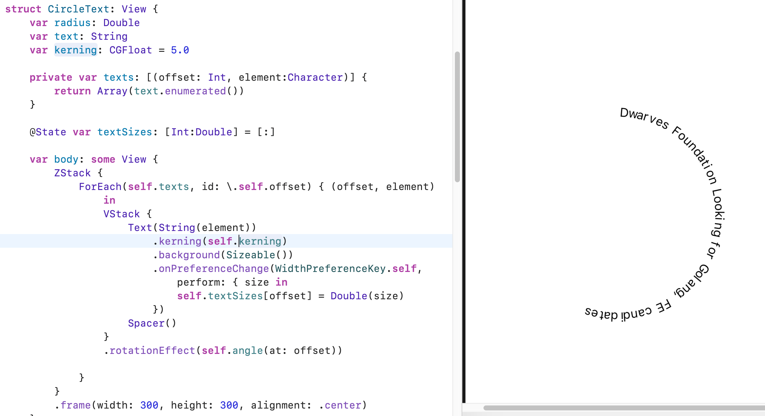 Create Circular Text Using Swiftui Dwarves Foundation Medium
