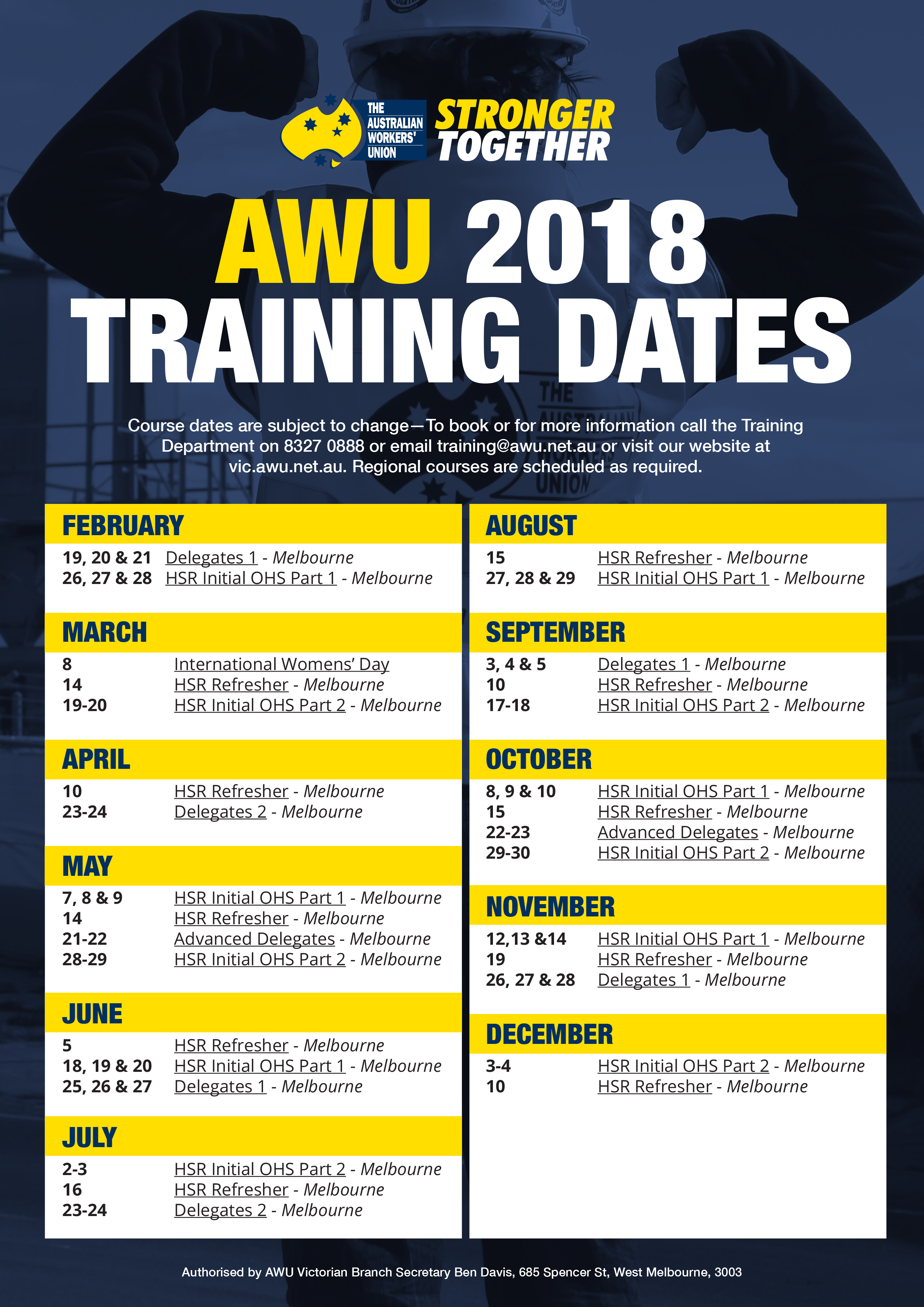 2018 AWU Training Dates. Make sure you are registered for some… | by ...