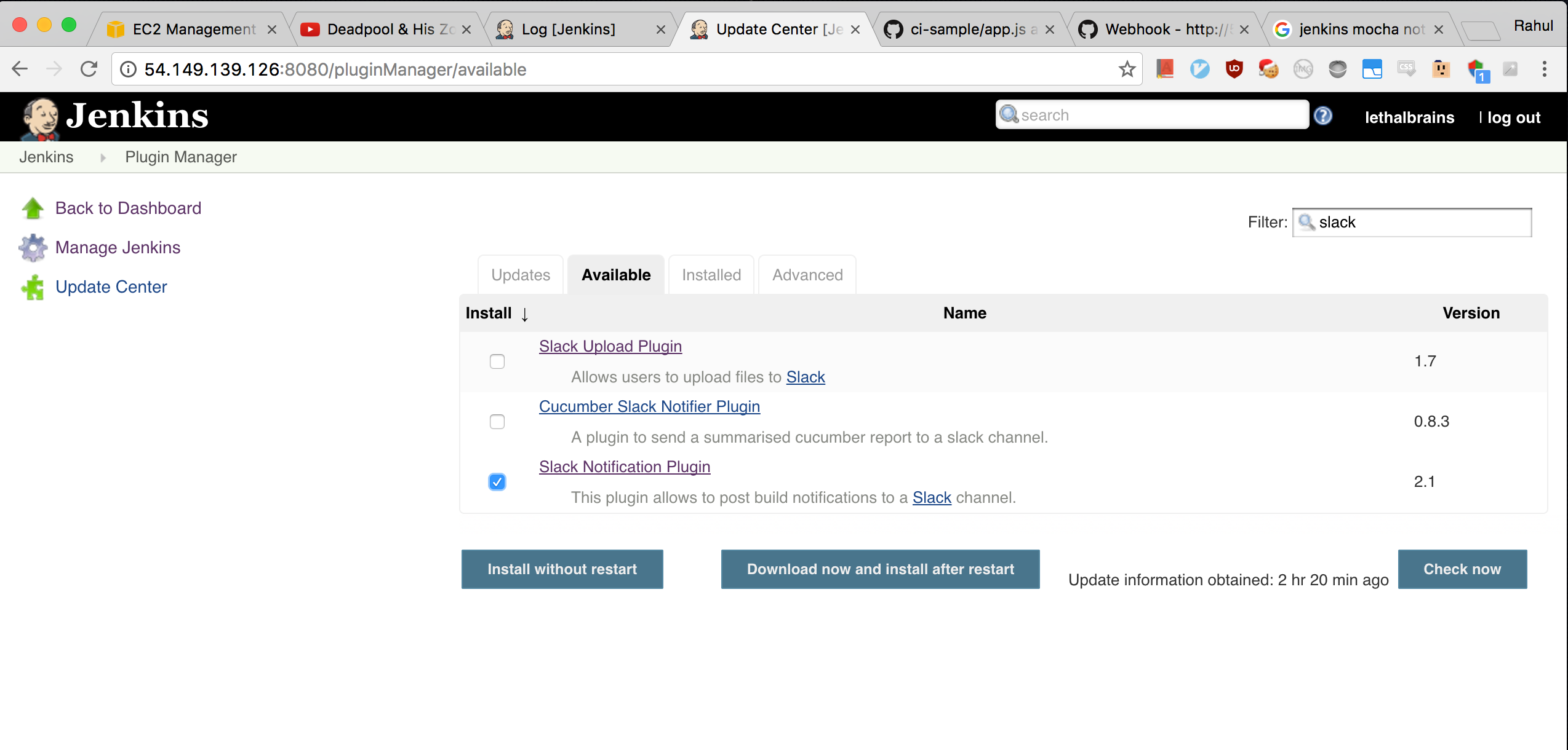 Integrating Jenkins with Github, Node.js and Slack - Lethal Brains