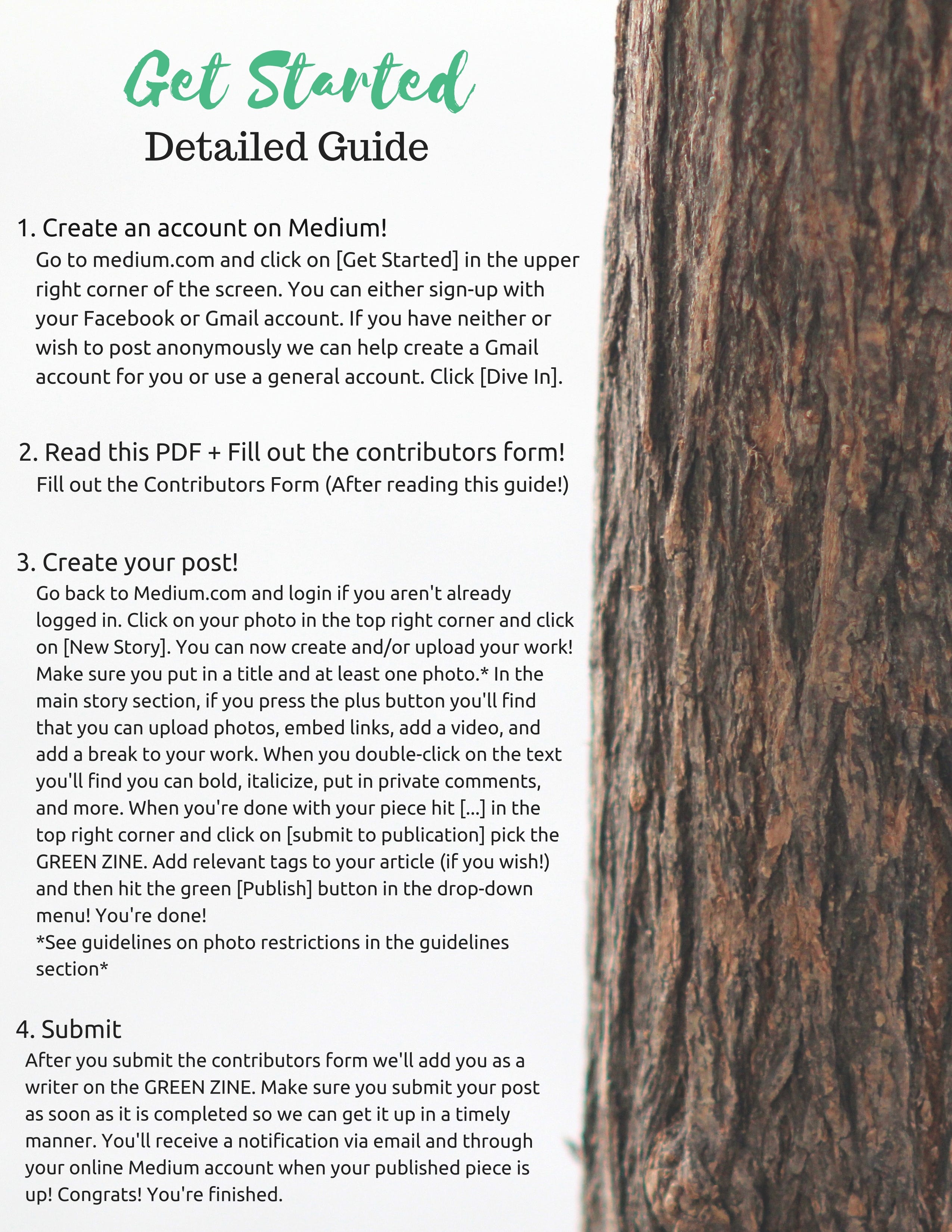 Get Started with the GREEN ZINE!. Check out our GETTING STARTED GUIDE ...