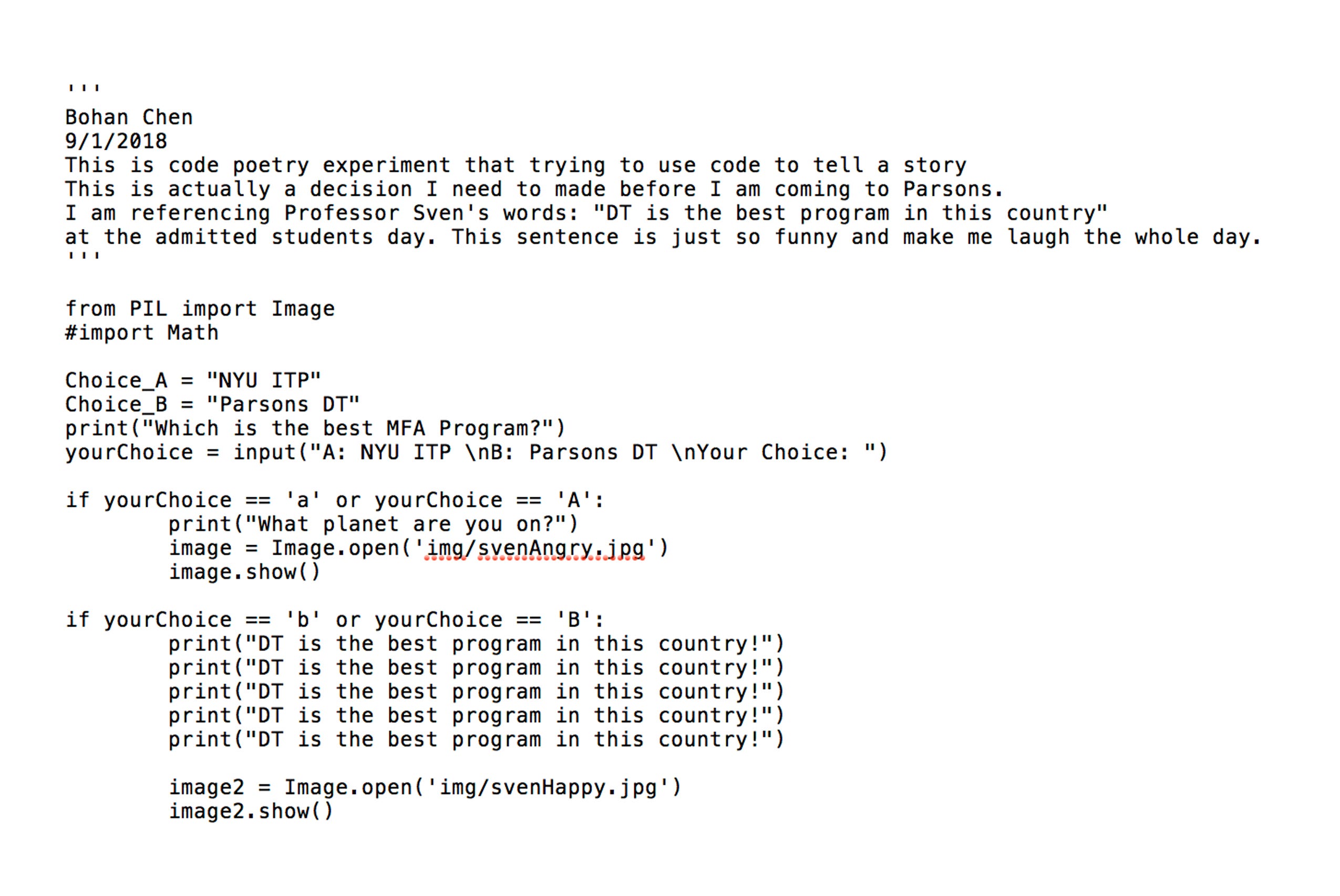 Day 3: Using Code Poetry to express emotions | by Bohan Chen | Major ...