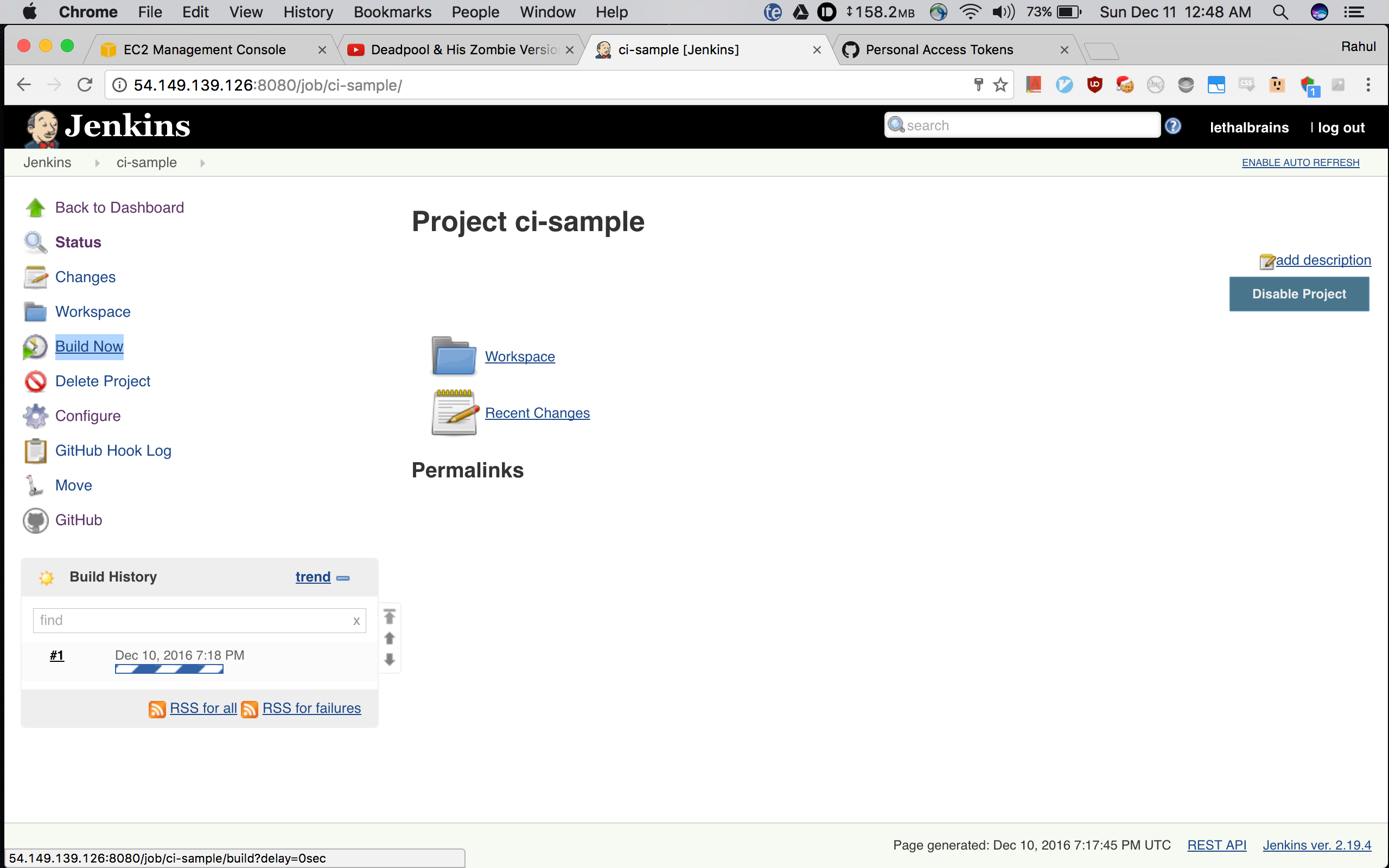 Integrating Jenkins with Github, Node.js and Slack - Lethal Brains