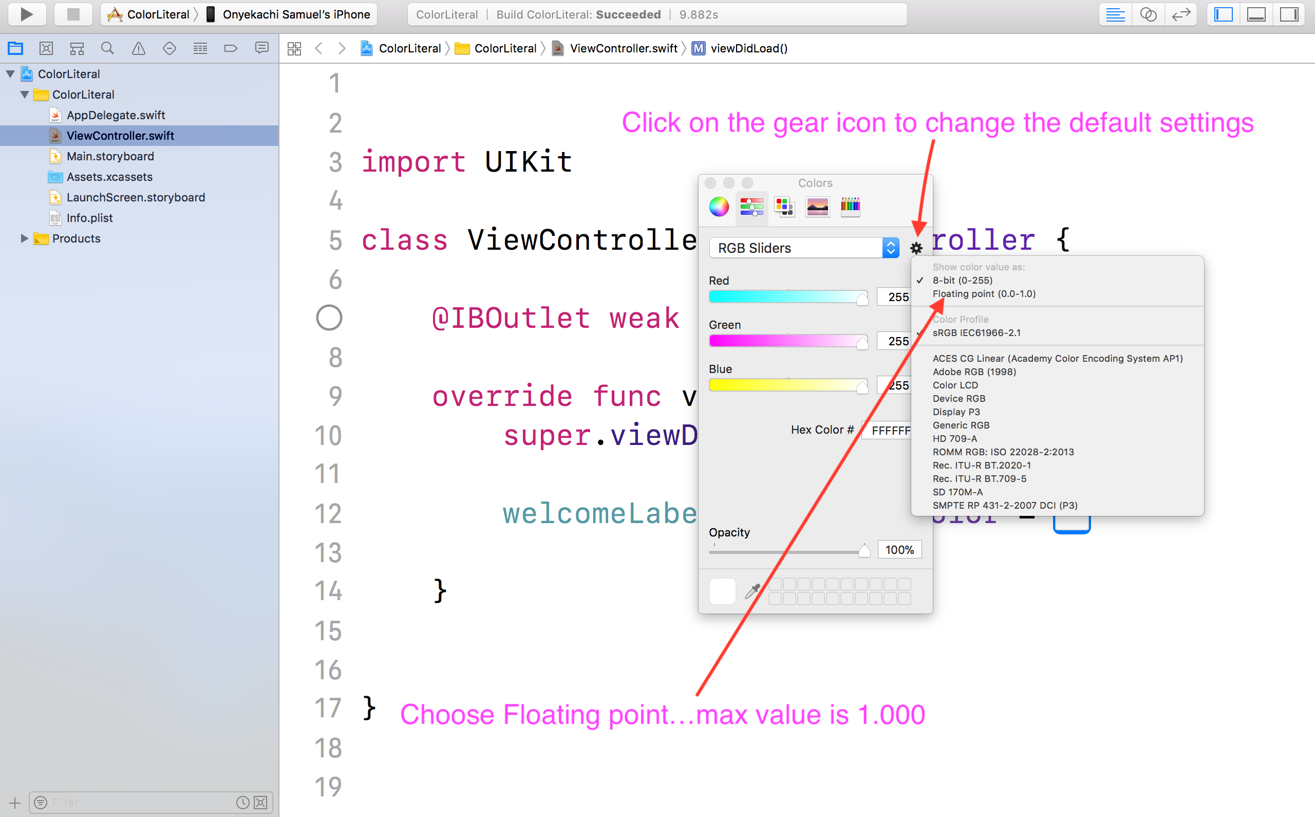 RGB Color combination in Swift with Color Literal | by Onyekachi Ezeoke | codeburst