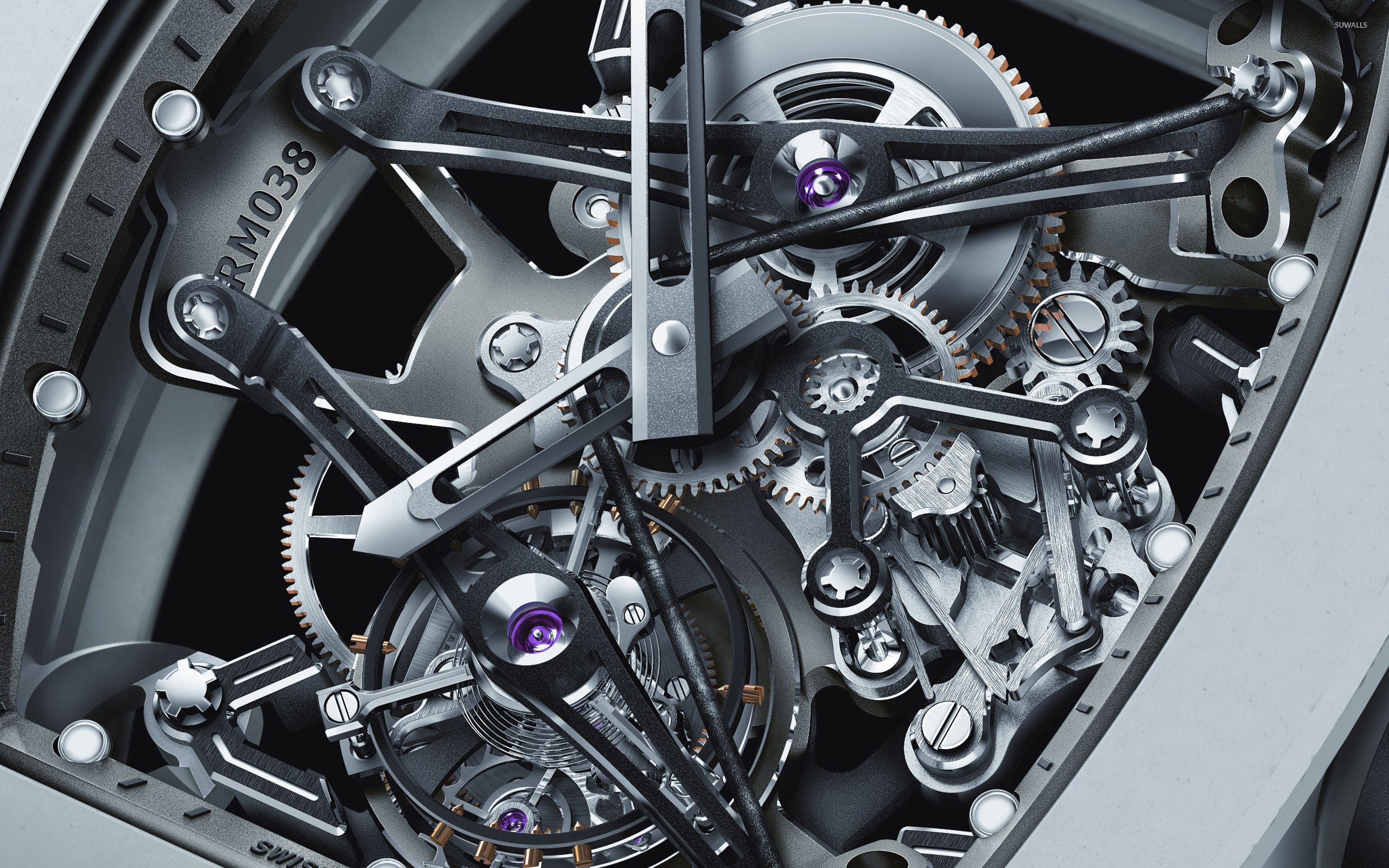 Ein Blick hinaus über das Äußere der Uhr in das Innenleben aus Metall ...