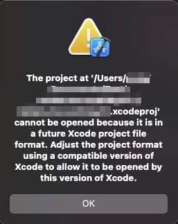 Adjust the project format using a compatible version of Xcode to allow it to be opened by this ...