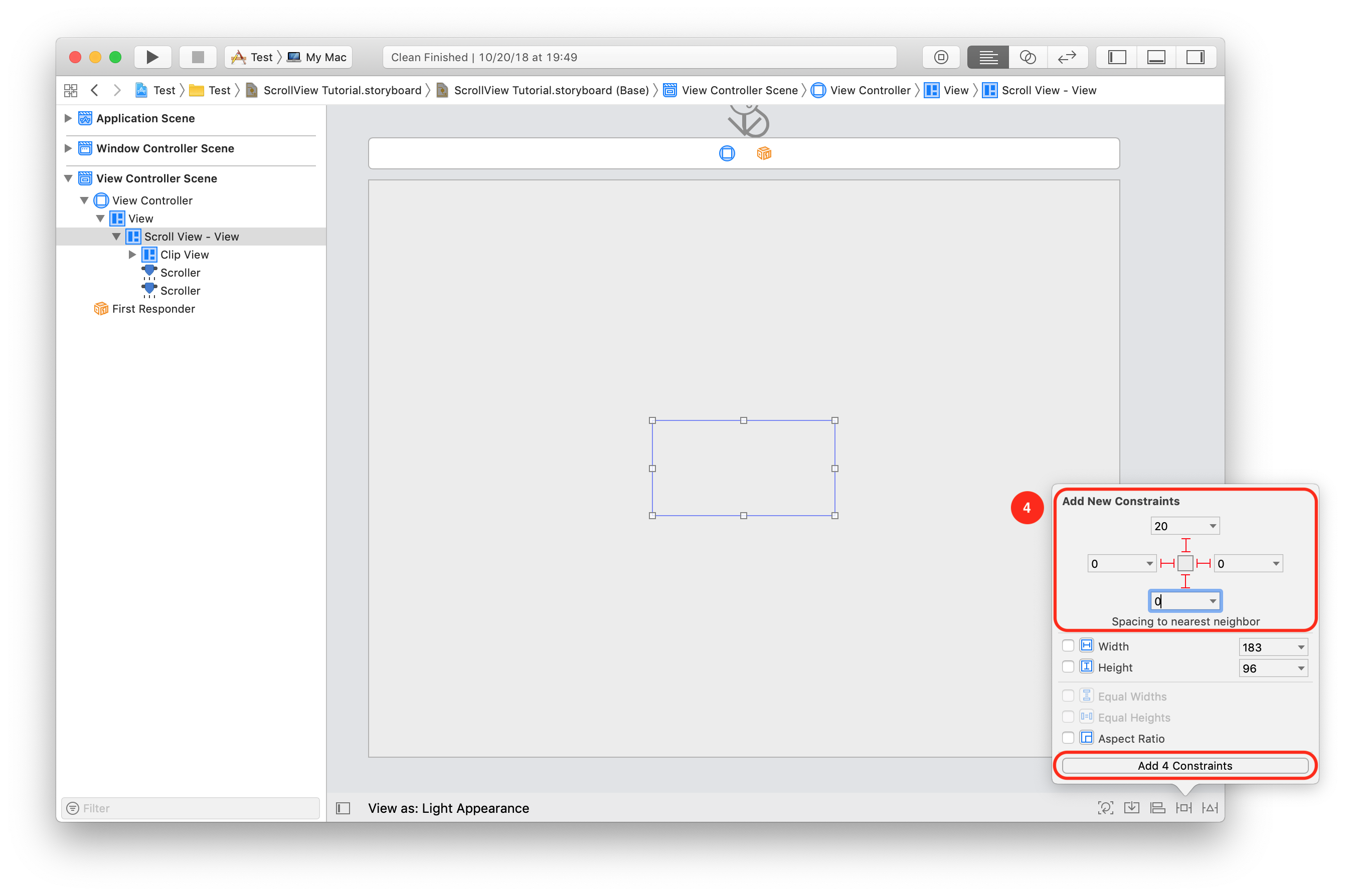 Swift tutorial: How to configure a NSScrollView with horizontal direction using AutoLayout in ...